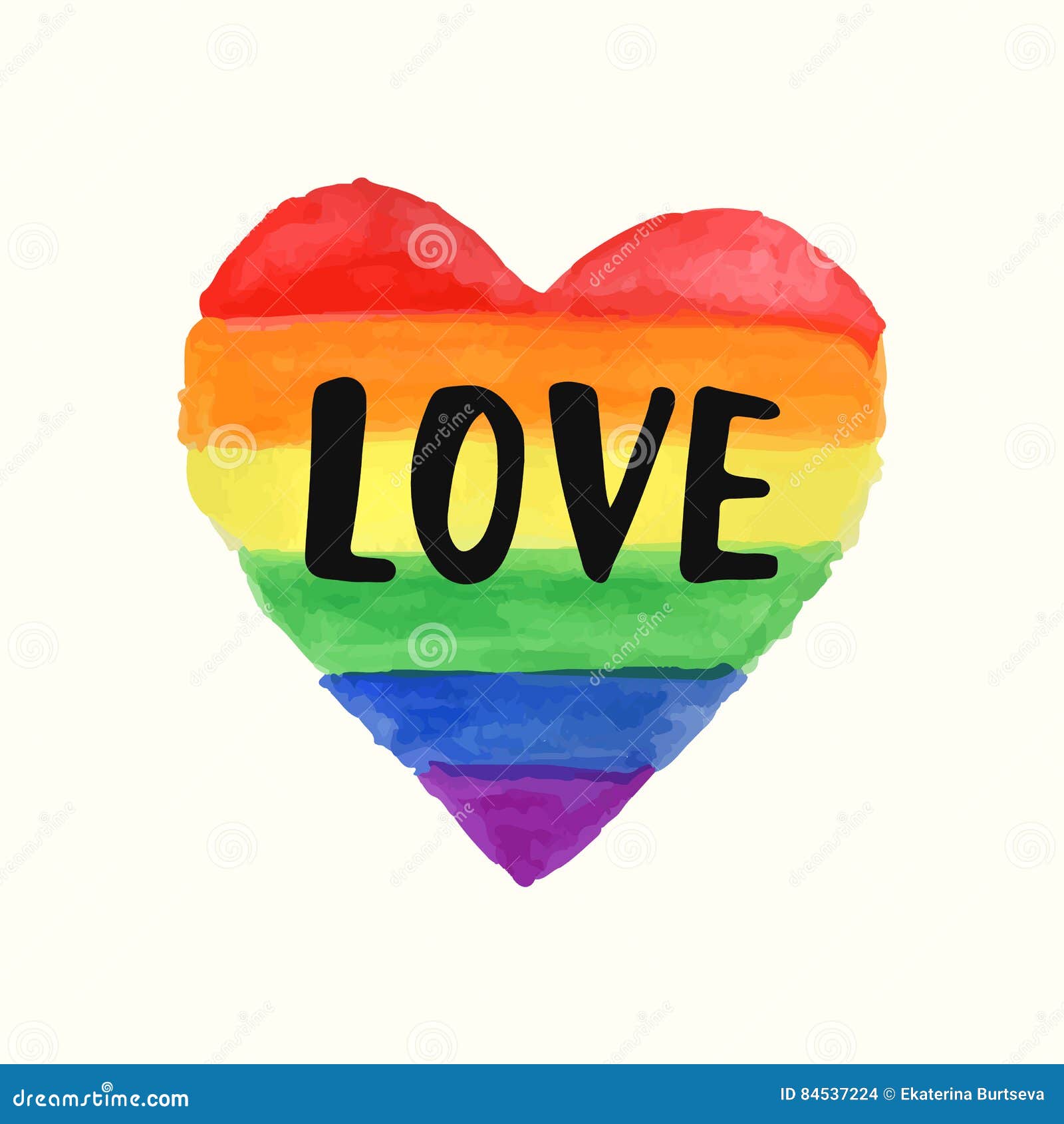 Love Gay Pride Poster Rainbow Spectrum Heart Shape Brush Lettering