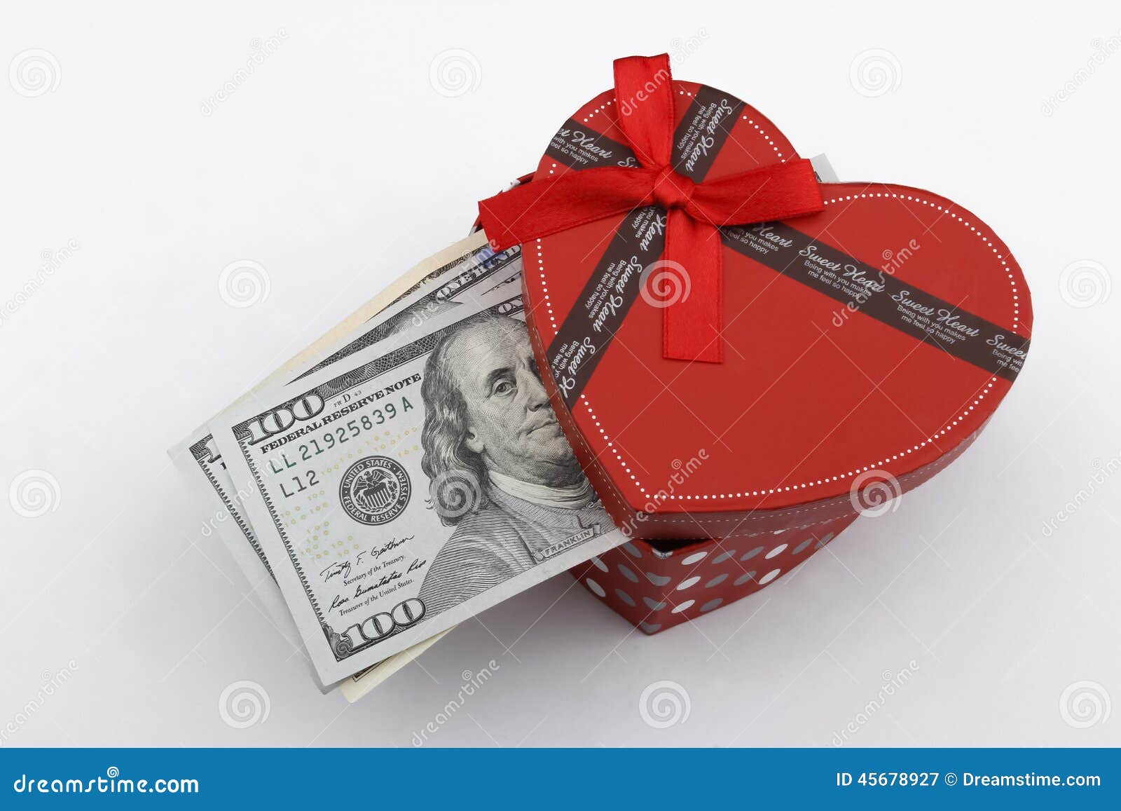 Love Gift with US Dollars (USD) Stock Image - Image of finance, concept ...