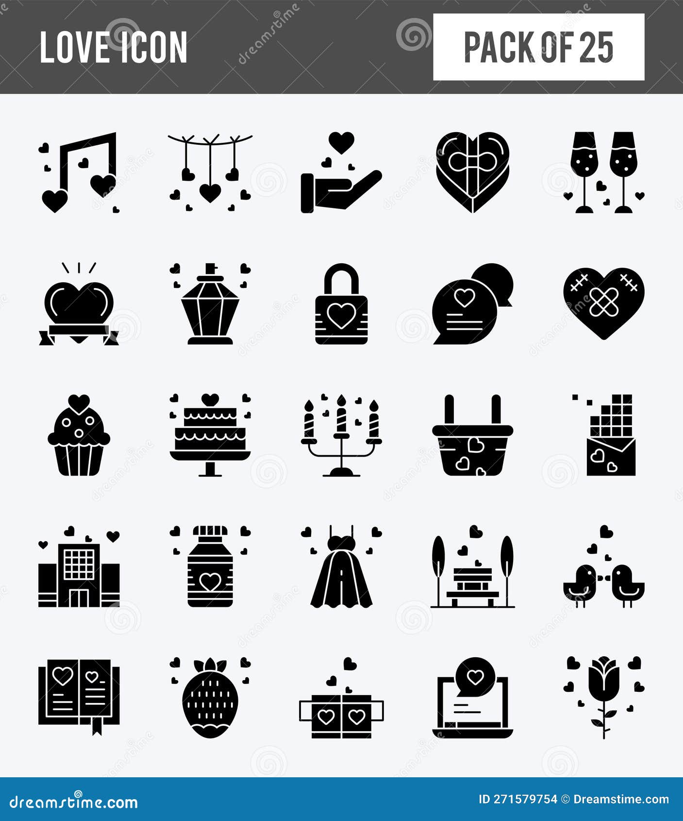 25 Love Glyph Icon Pack. Vector Illustration Stock Vector ...