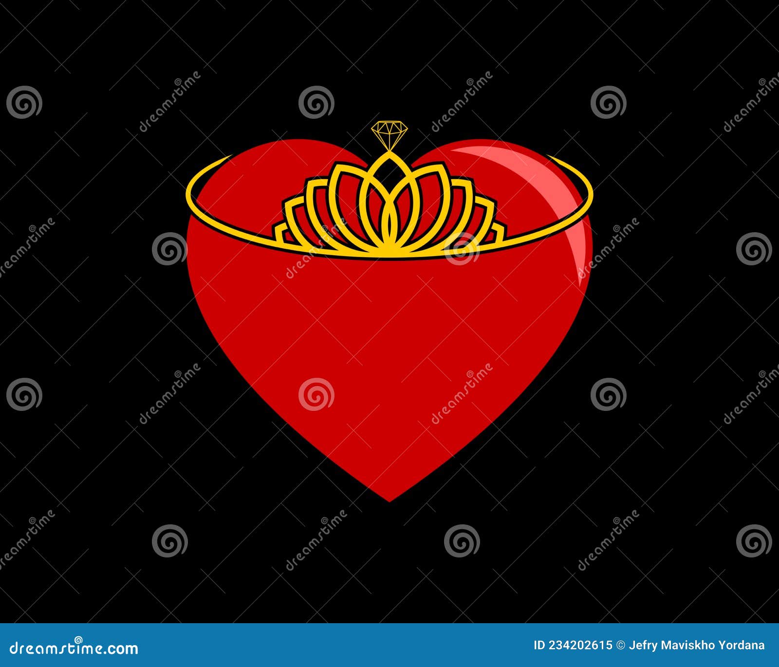 Love with Golden Queen Crown Logo Stock Illustration - Illustration of ...