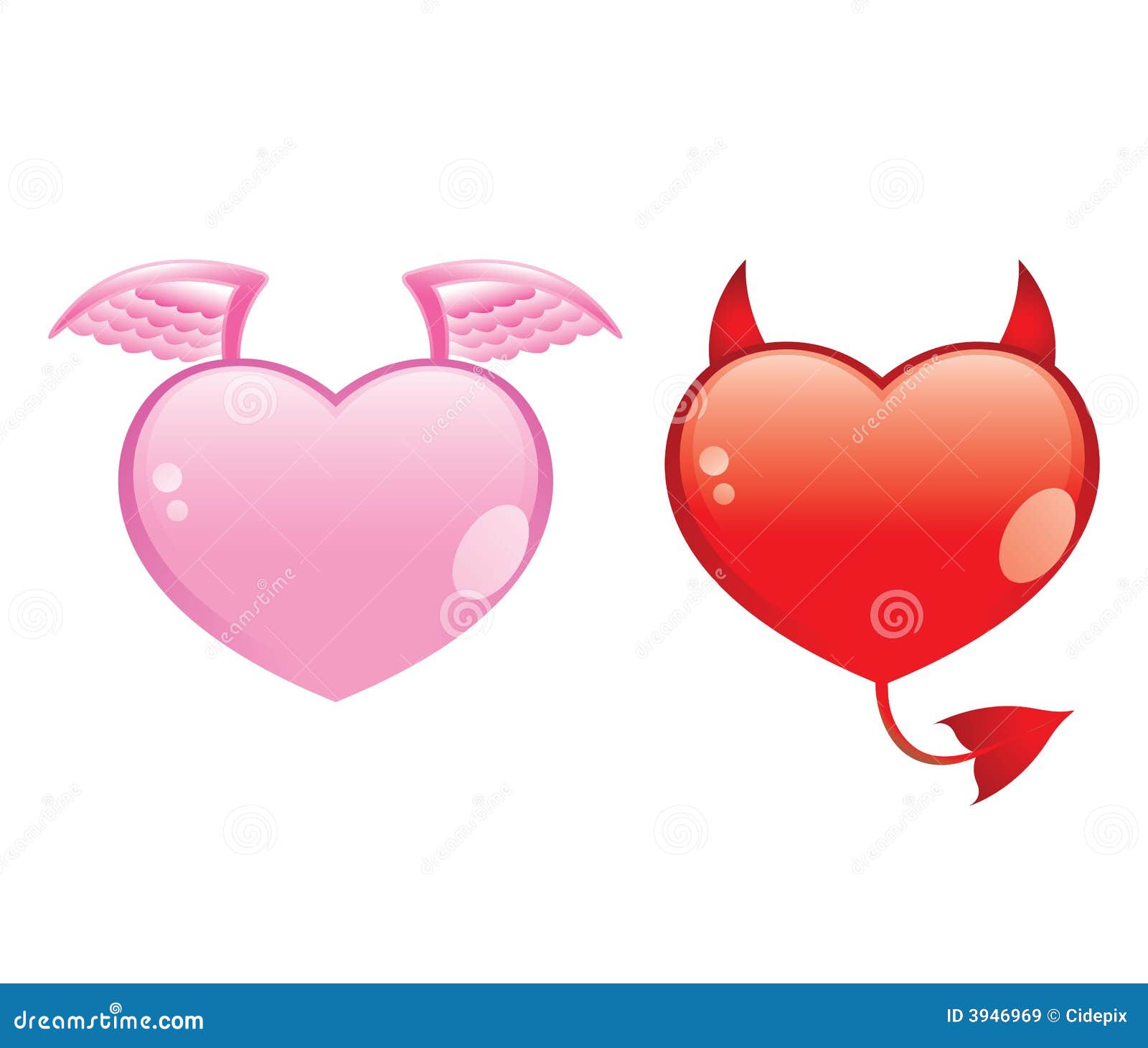 Angel and Devil Hearts.. Good Vs Evil Stock Vector - Illustration of ...