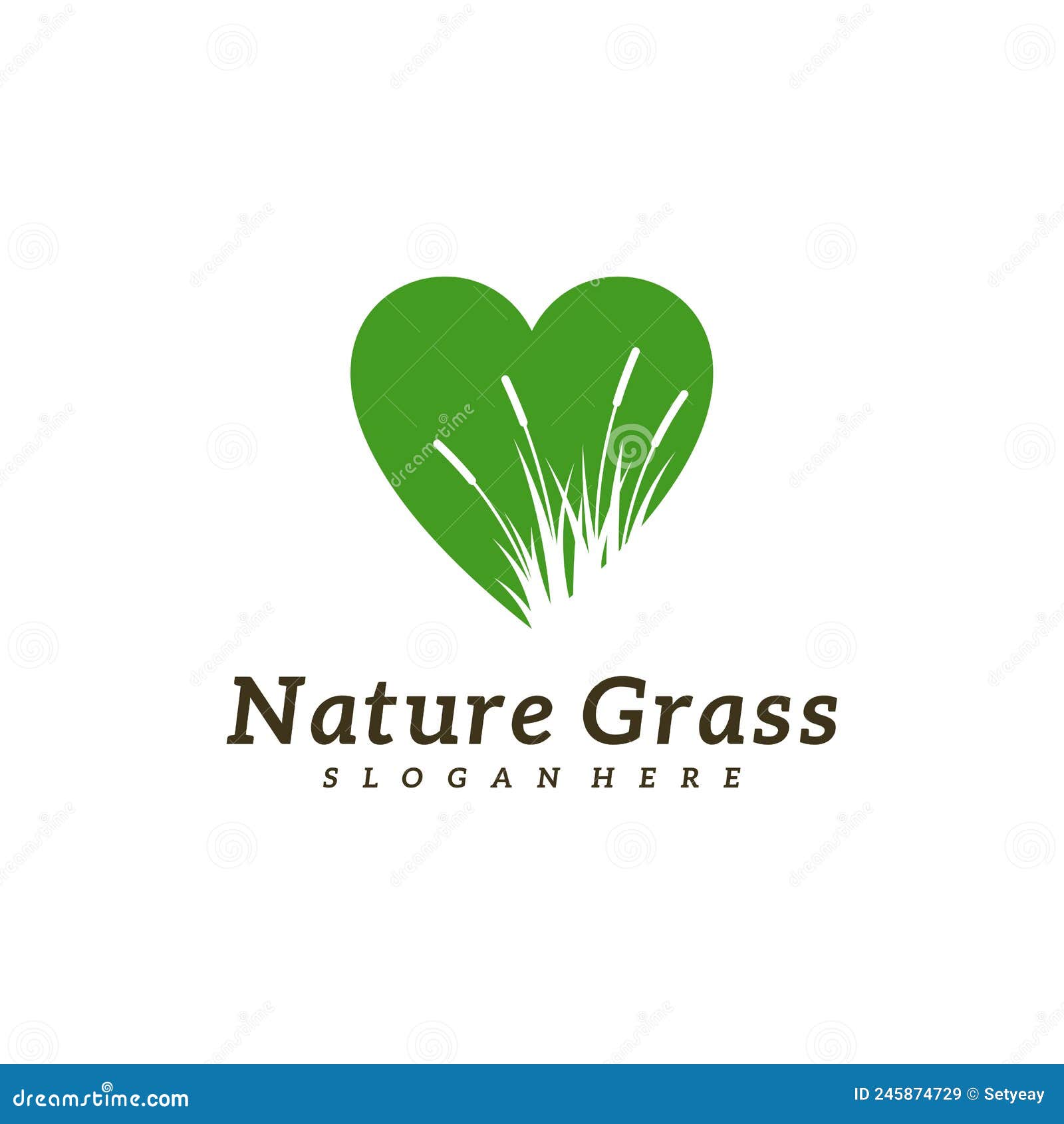 Love Grass Logo Design Vector, Creative Grass Logo Design Template ...