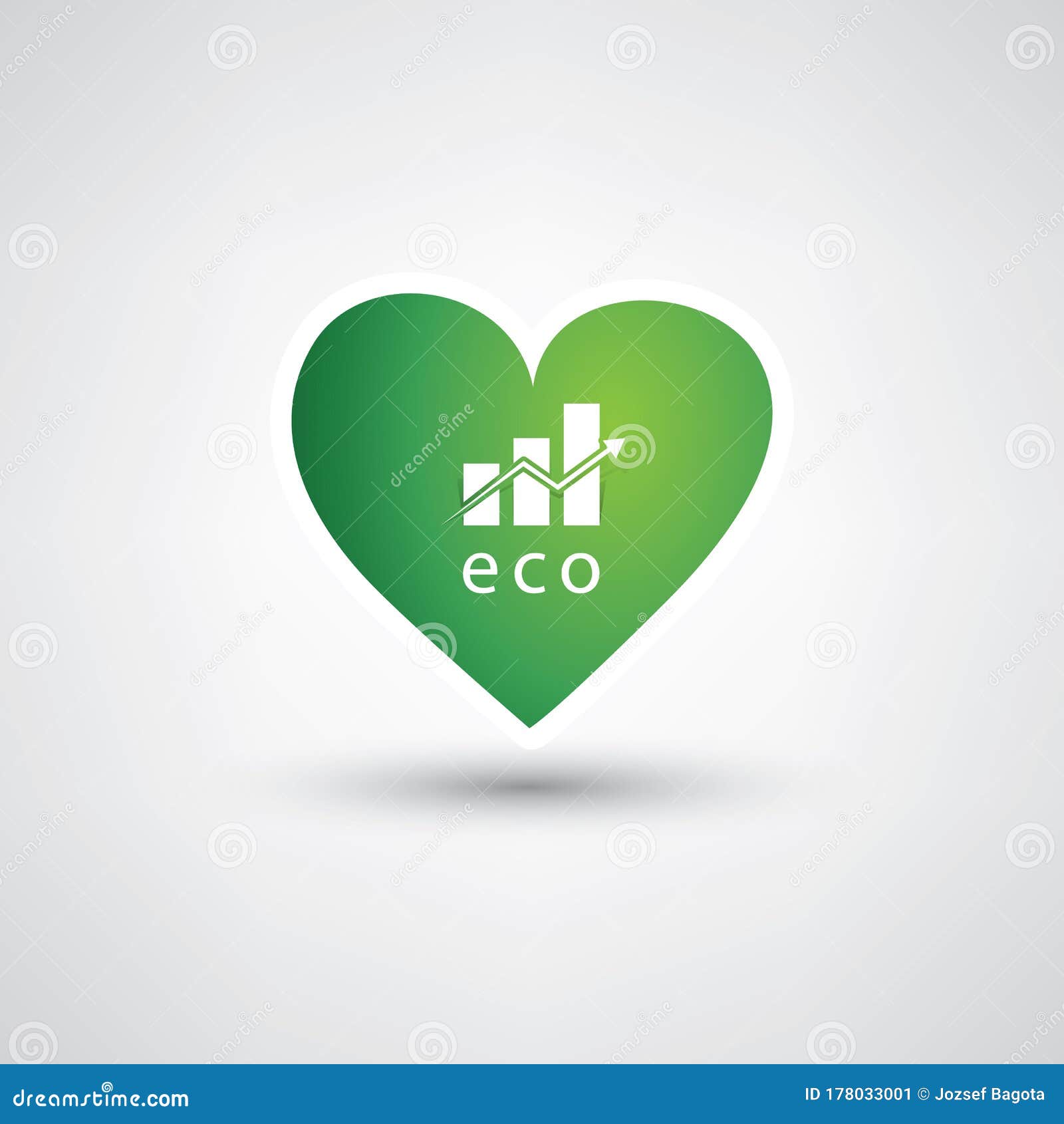 Love Green - Design Concept with Heart Shape and Bar Chart Inside Stock ...
