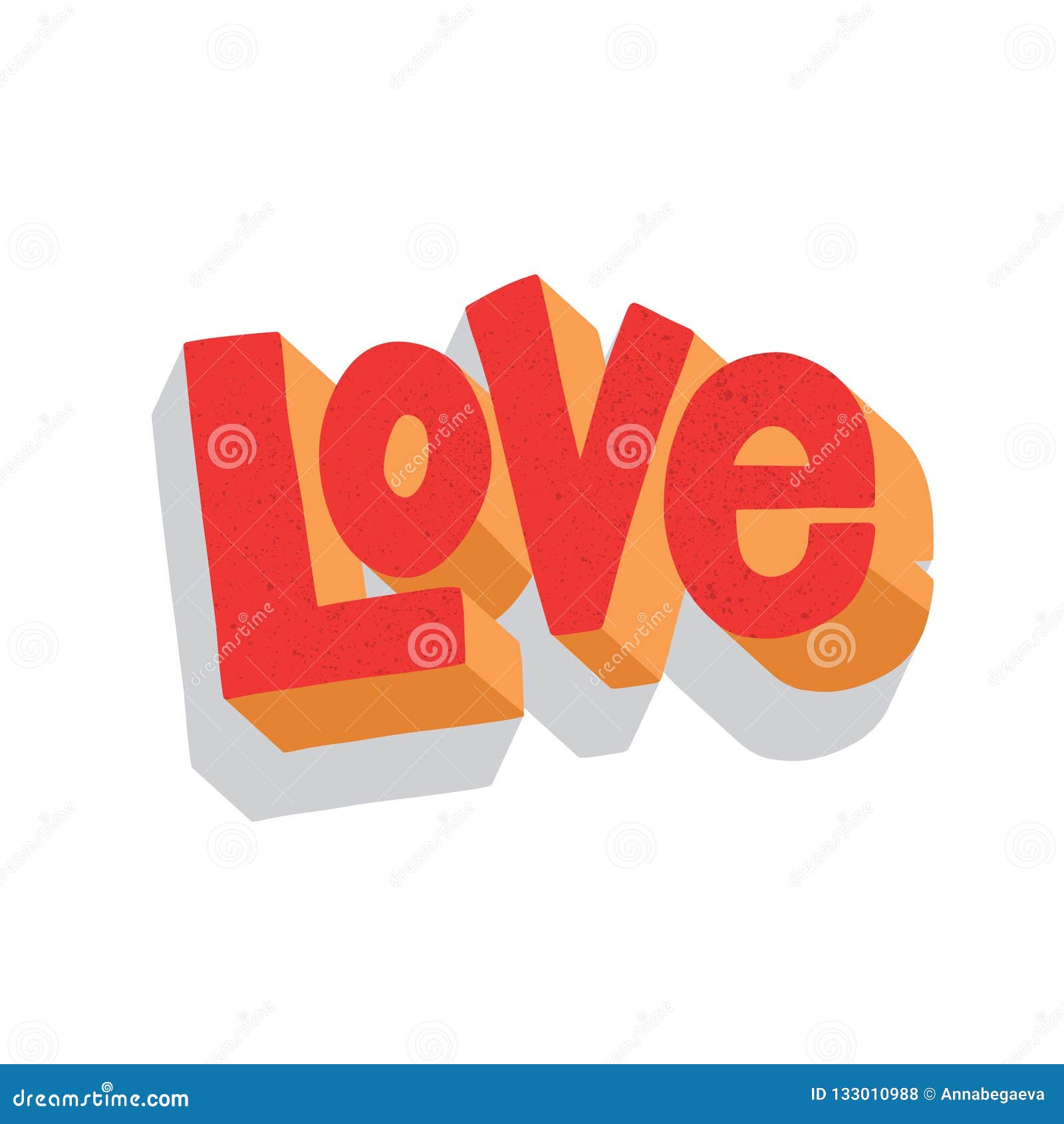 Vector Love. Hand Drawn Lettering with 3d Effect in Cartoon Style ...