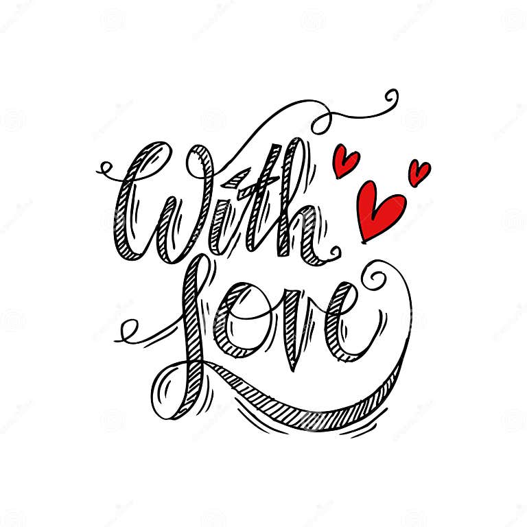 With love hand lettering. stock illustration. Illustration of cute ...