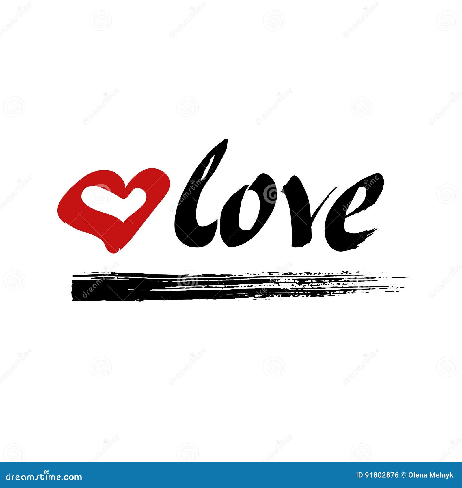 Love Hand Lettering Vector with Heart. Stock Vector - Illustration of ...
