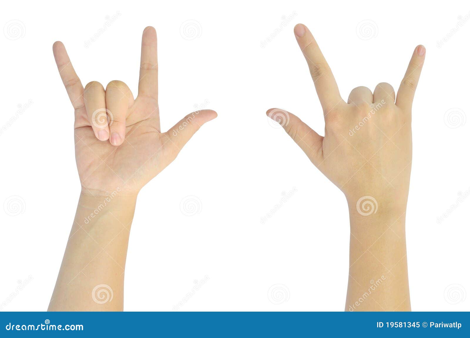 I Love You In Hand Sign Language On Blue Sky Background. Stock Photo ...