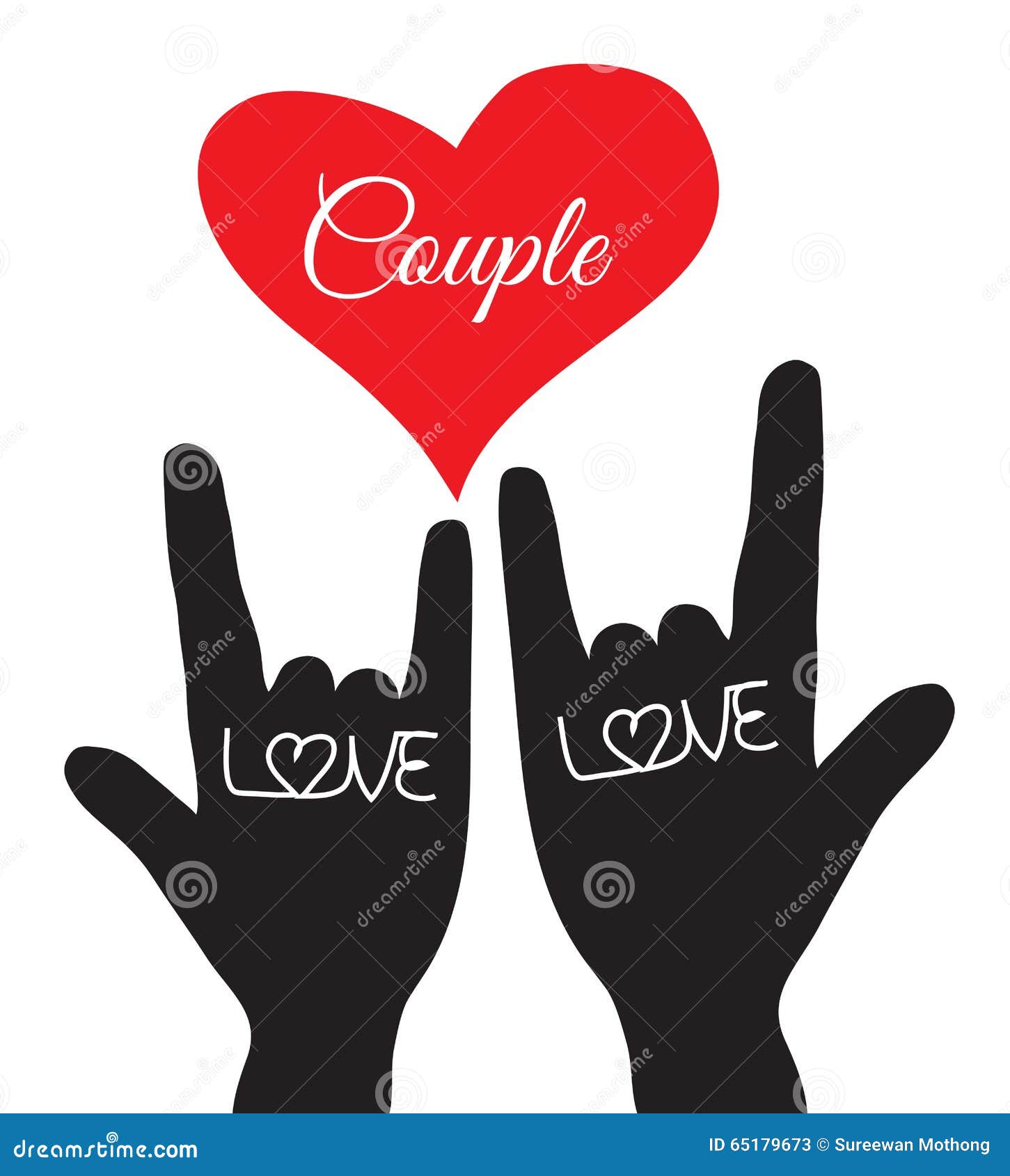 Love Hand Sign Love Symbol Couple Lover Stock Vector Illustration