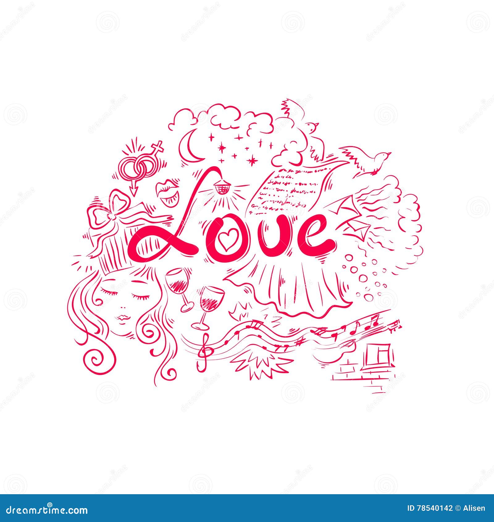 Love - Handwritten Word in Pink Color Typography Stock Vector ...