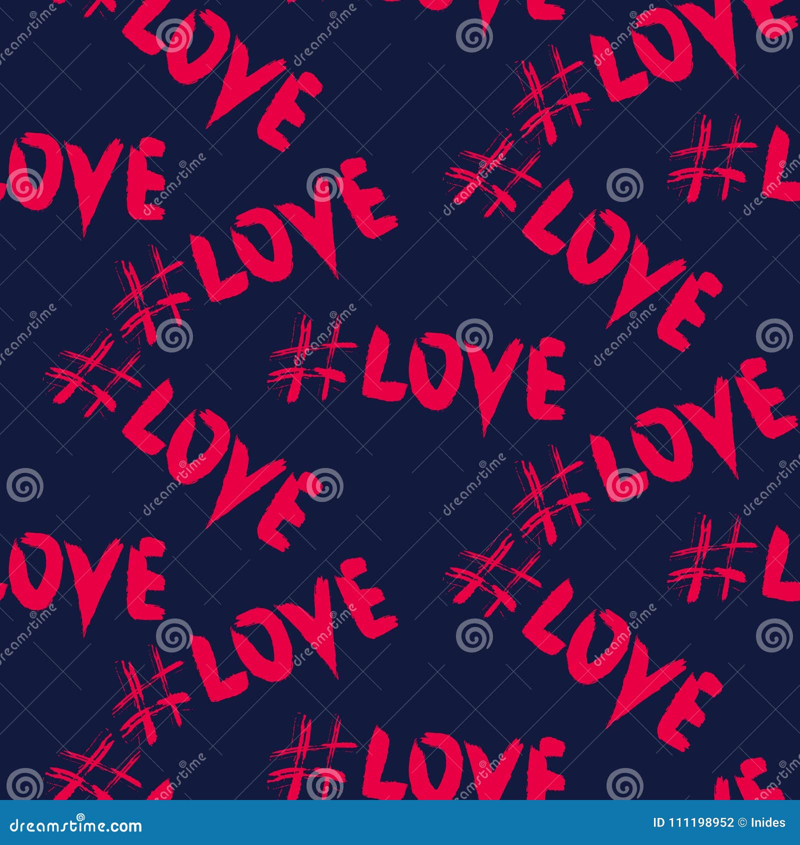 Love Hashtags Seamless Vector Pattern. Stock Vector - Illustration of ...
