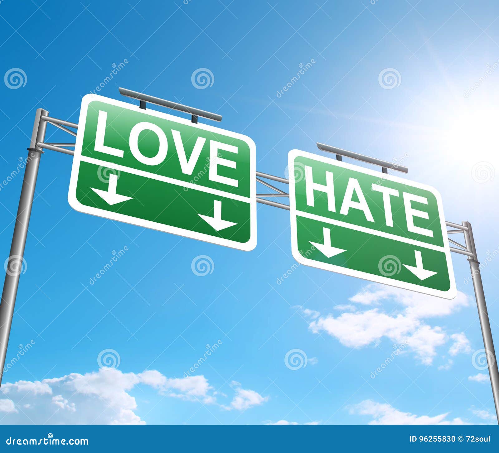 Love and hate concept. stock illustration. Illustration of sign - 96255830