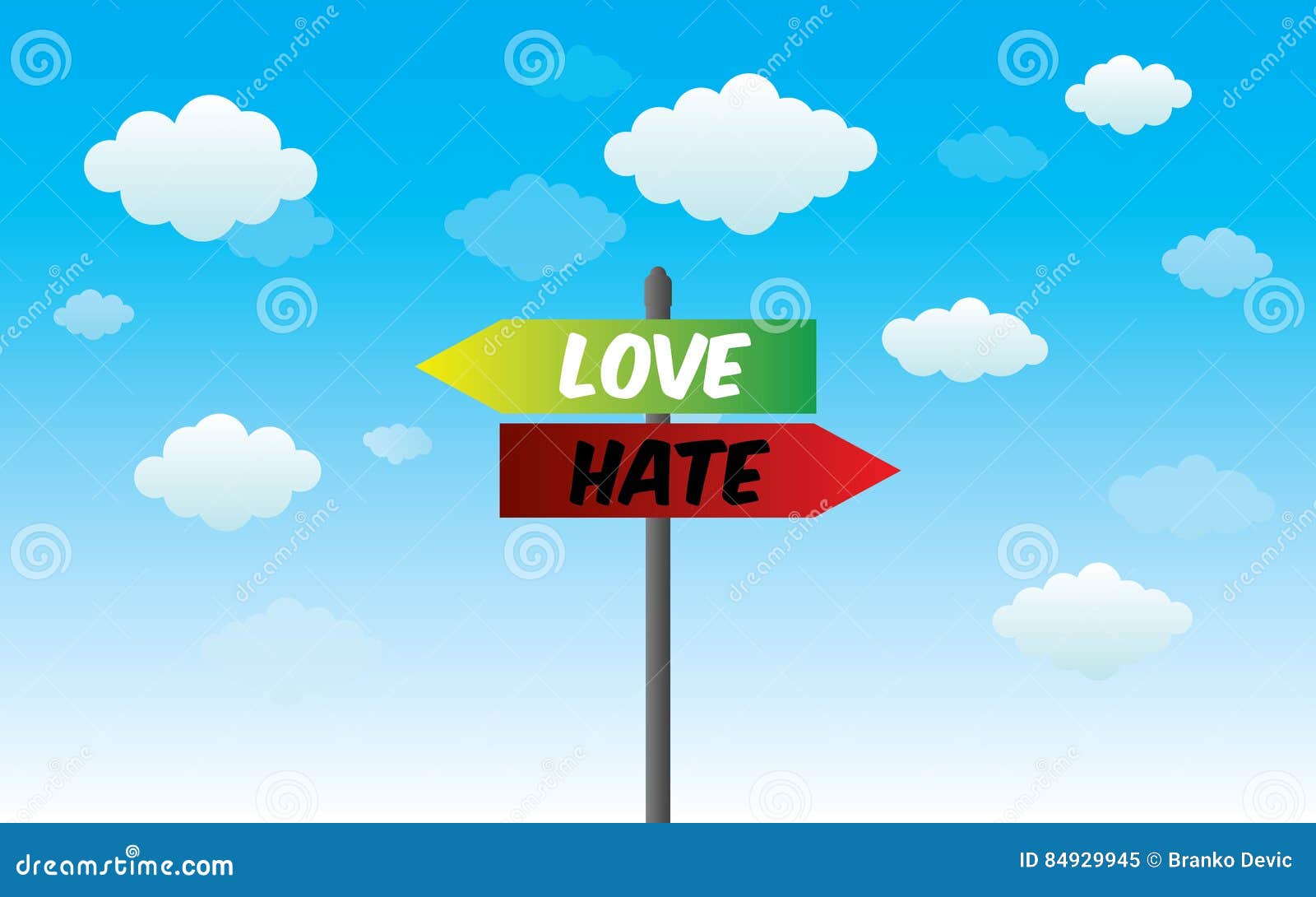 Love and hate sign stock illustration. Illustration of arrow - 84929945