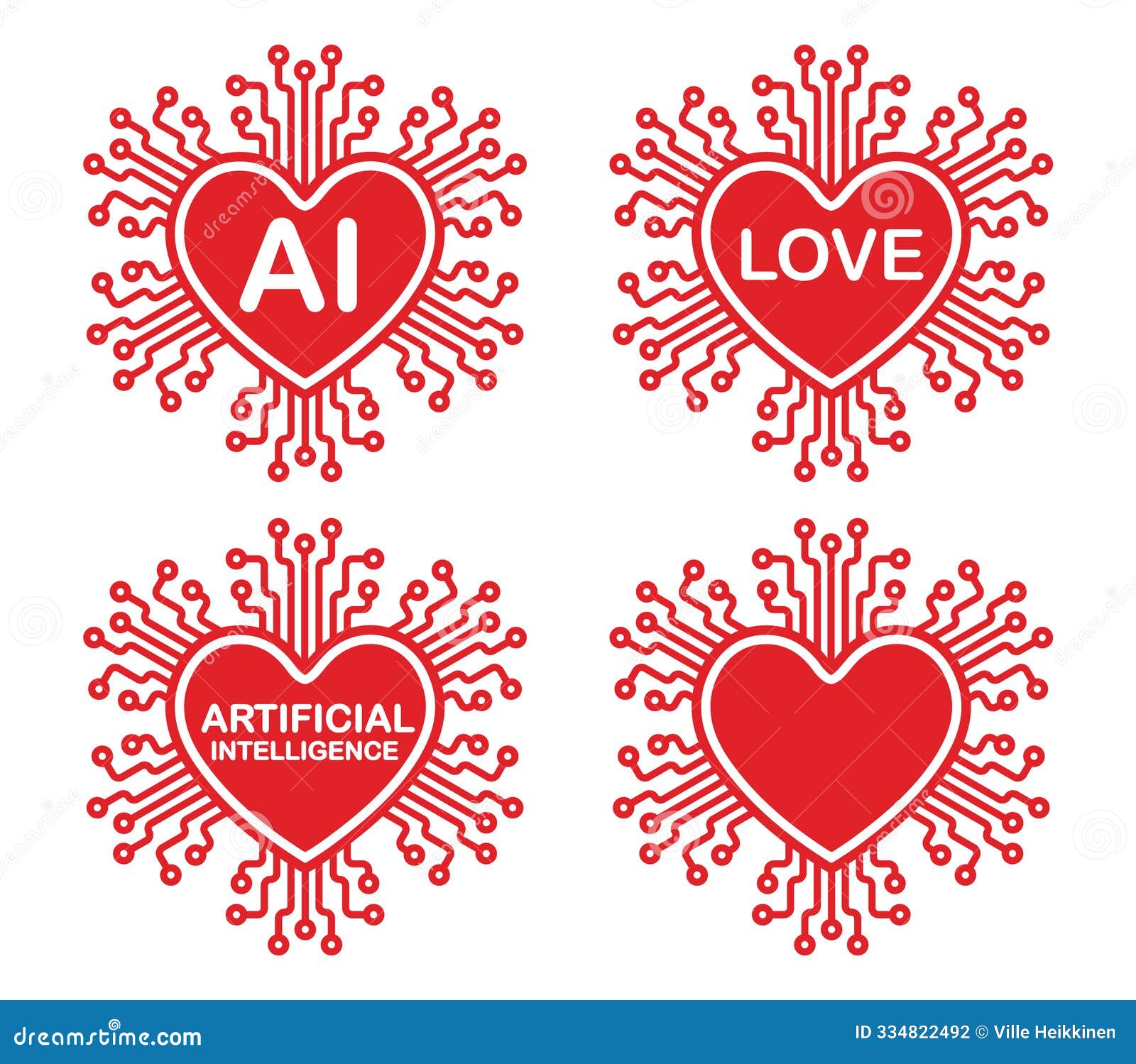 Love Heart AI Generate Icon, Machine Learning Micropchip Symbol, ML ...
