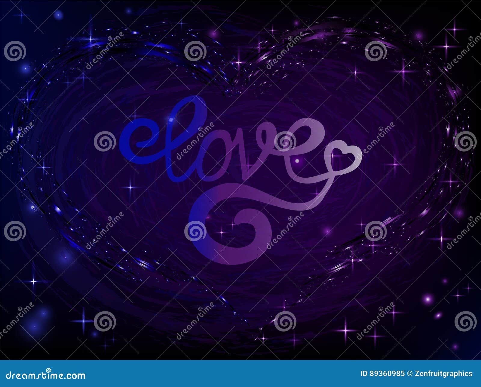 Love Heart Background, Abstract Space Vector with Star Heart, Cosmic ...