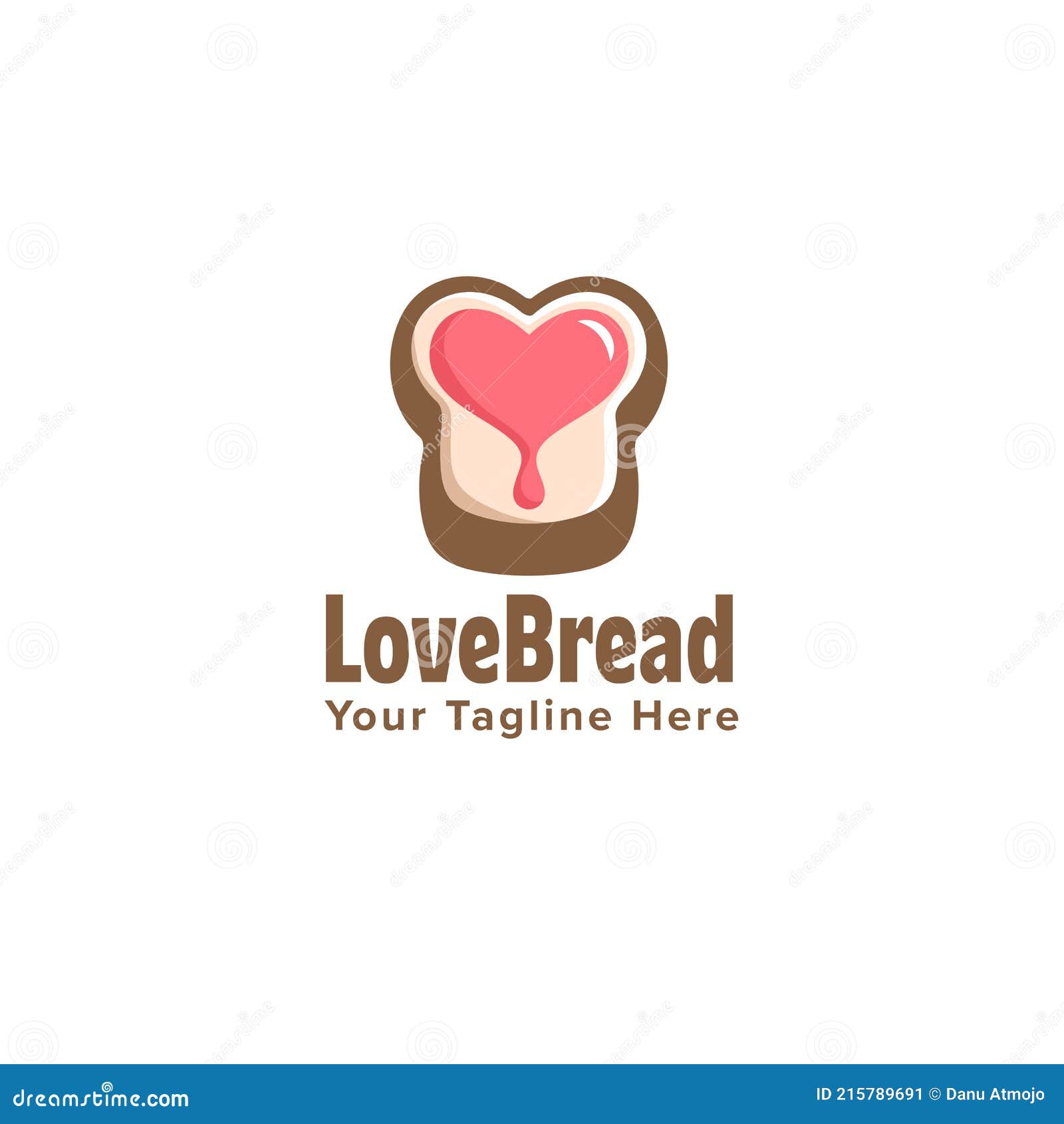 Love Heart Bread Logo Flat Design Illustration Stock Vector ...