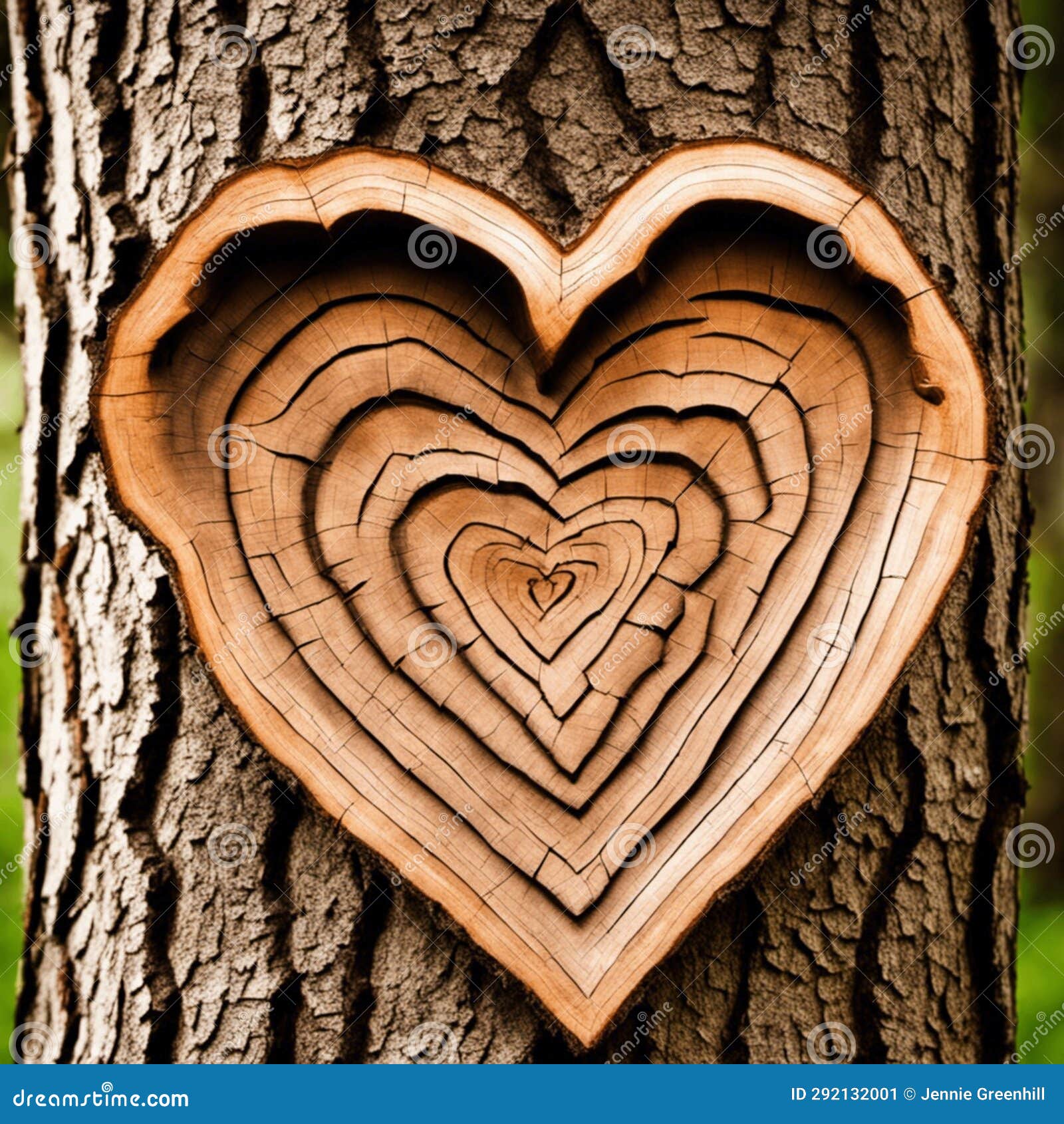 Love Heart Carved into the Trunk of a Tree Stock Illustration ...