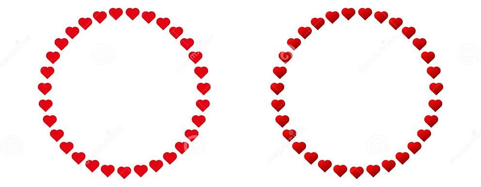Love Heart Circle Frame. Heart Round Border Design Stock Vector ...