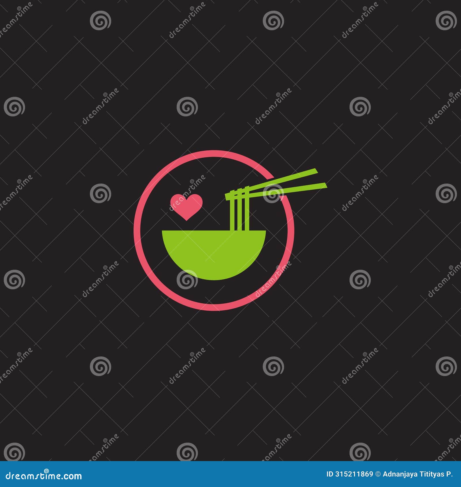 Love Heart Cute Noodle Bown Logo Vector Stock Vector - Illustration of ...