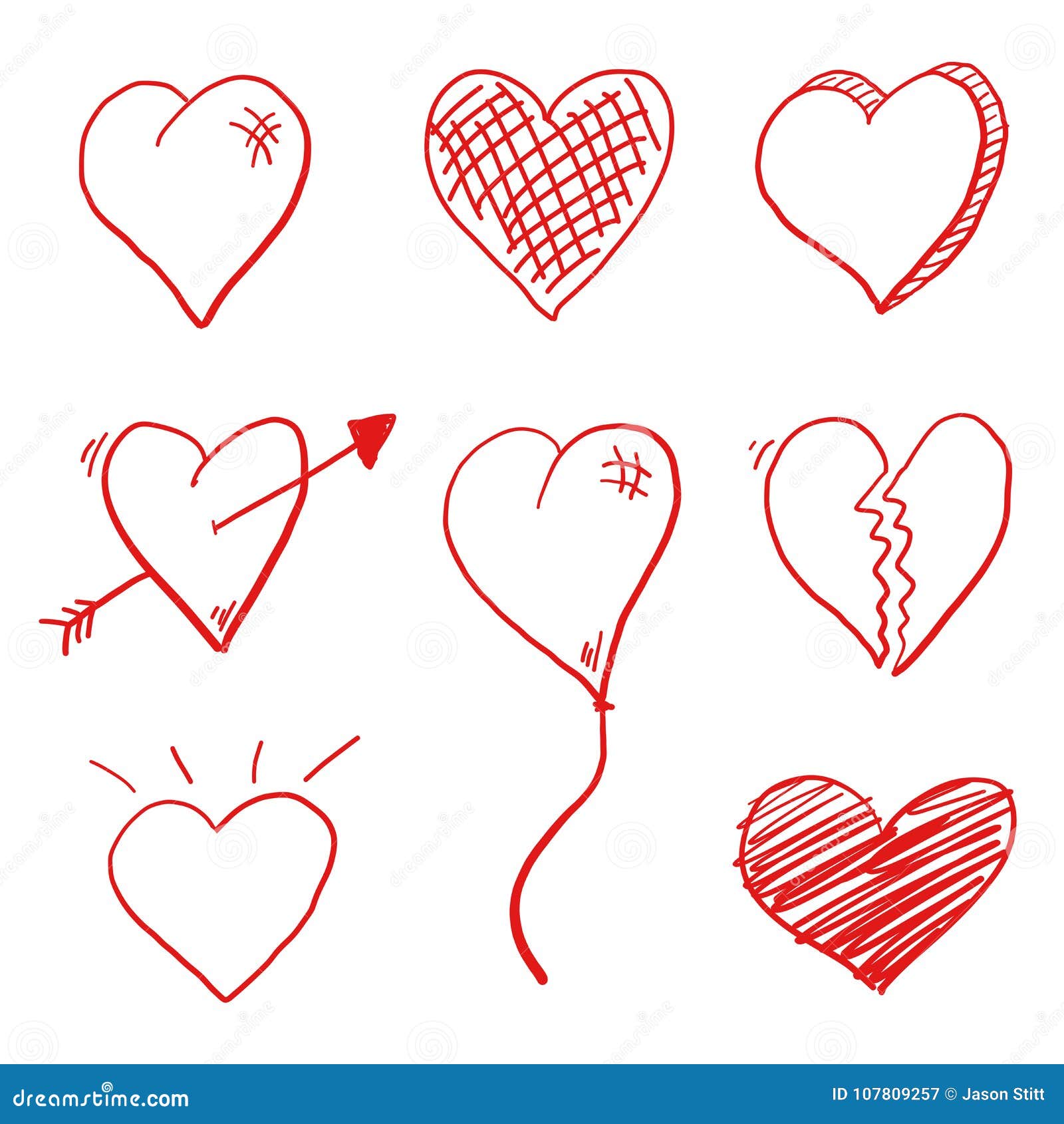 Love Heart Doodle stock vector. Illustration of romantic - 107809257