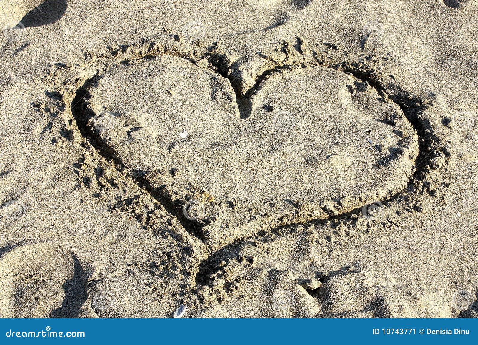 Love heart drawn in sand stock image. Image of symbol - 10743771