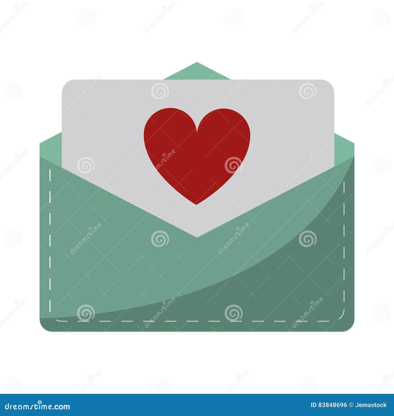 Heart In The Envelope Painted In Watercolor On A White Background ...