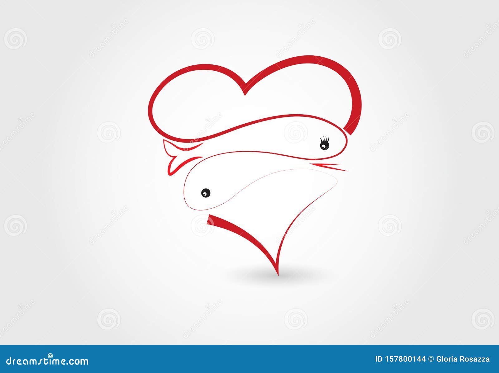 Love Heart Fishing Logo Vector Stock Vector - Illustration of fish ...