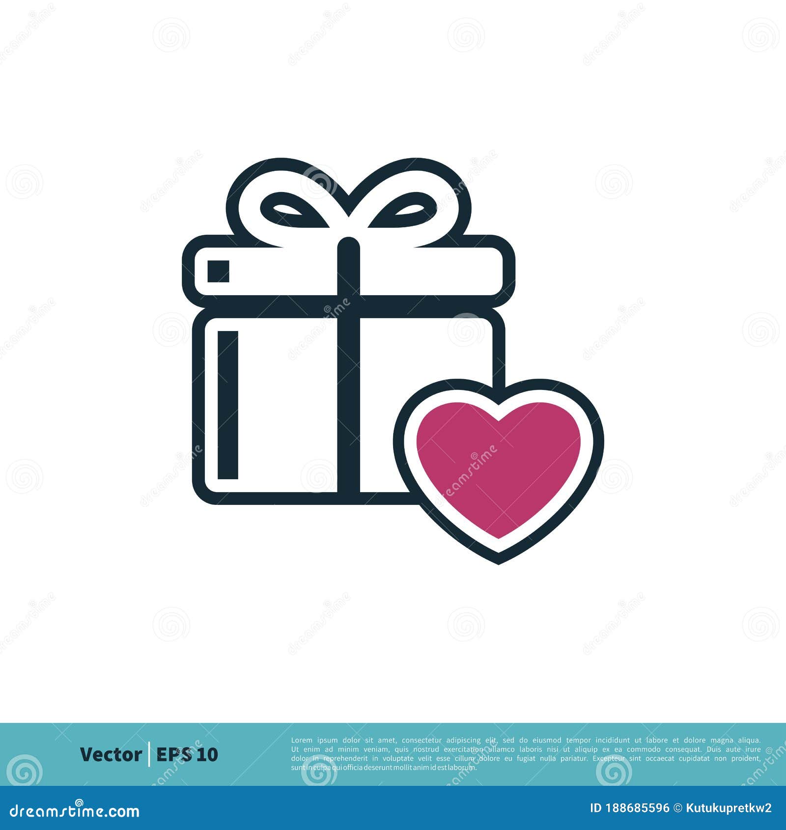 Love Heart and Gift Box Icon Vector Logo Template Illustration Design ...