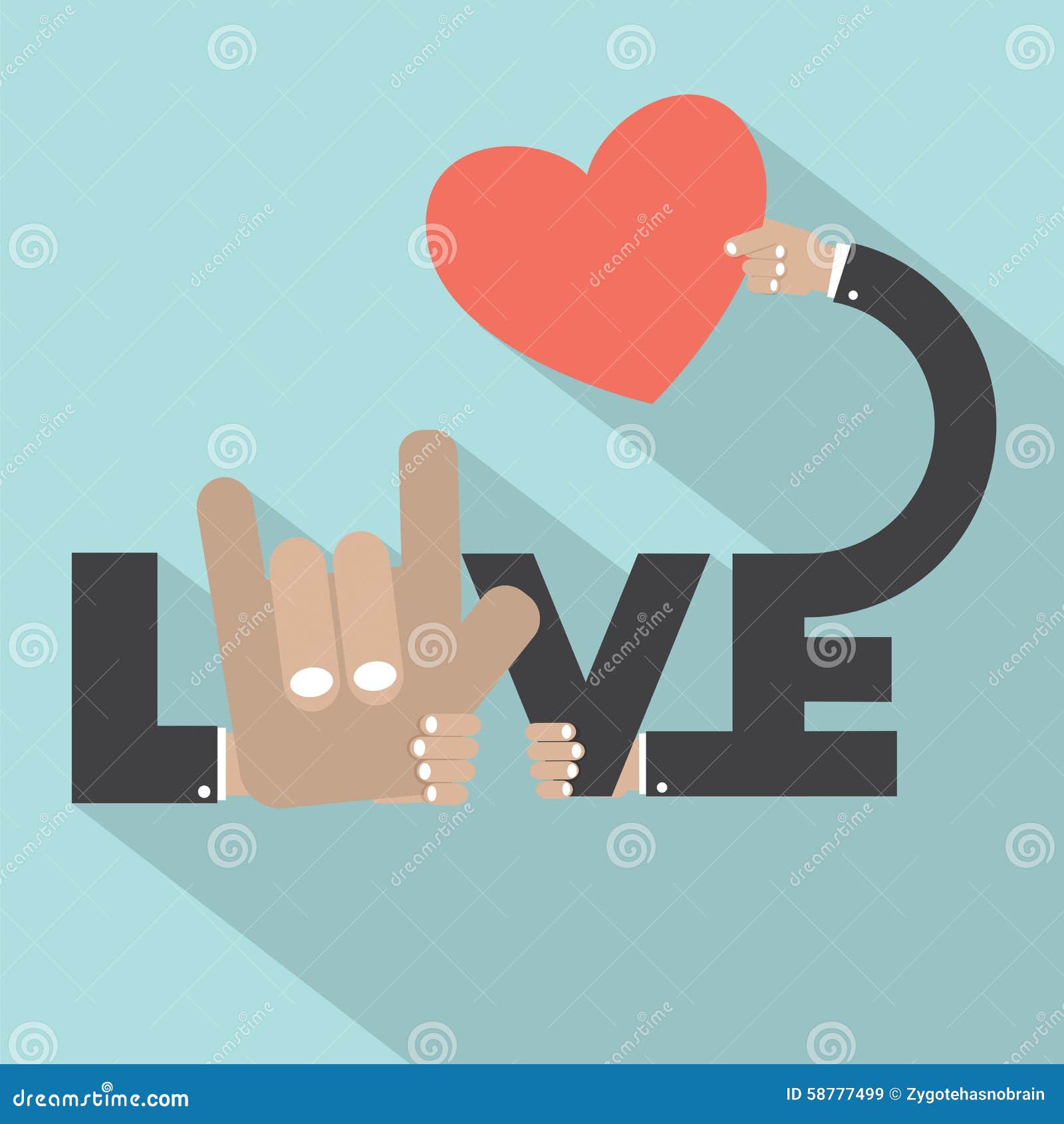 Love with Heart in Hand Typography Design. Stock Vector - Illustration ...