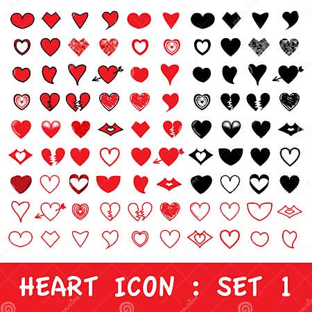 Love Heart Icon Set. Vector Eps10. Stock Vector - Illustration of shape ...