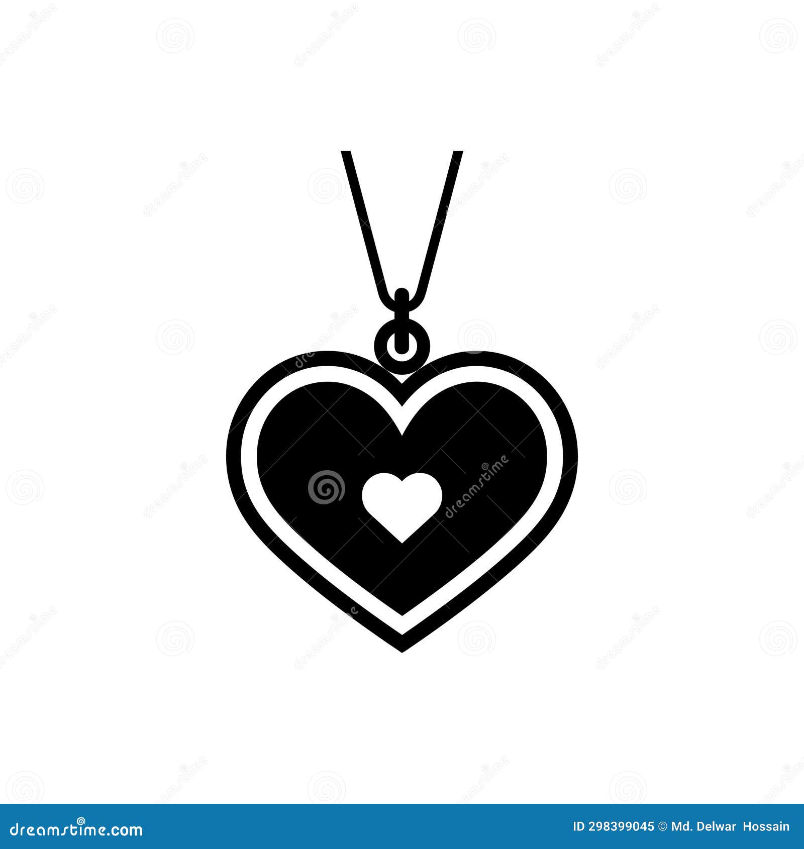 Love heart locket icon stock vector. Illustration of heart - 298399045