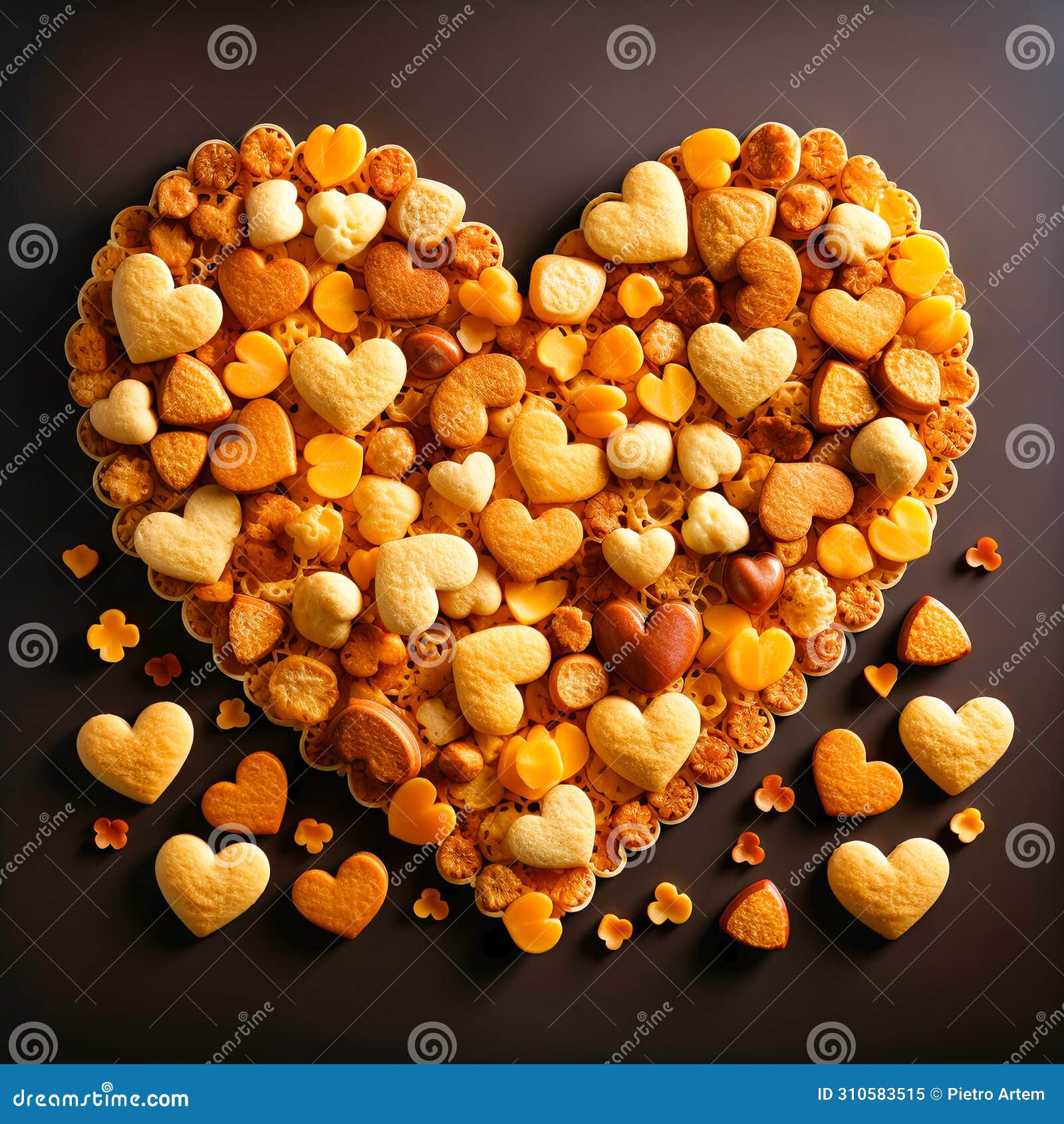 Love Heart Made from Biscuits and Crackers Stock Image - Image of baked ...
