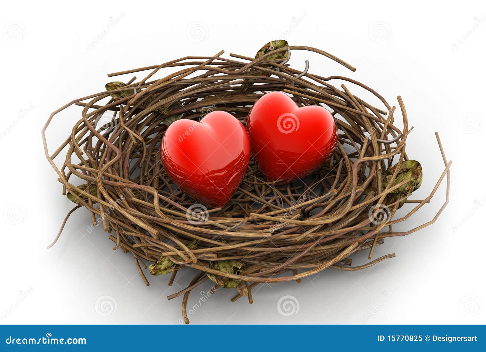 Love heart and nest stock illustration. Illustration of brown - 15770825