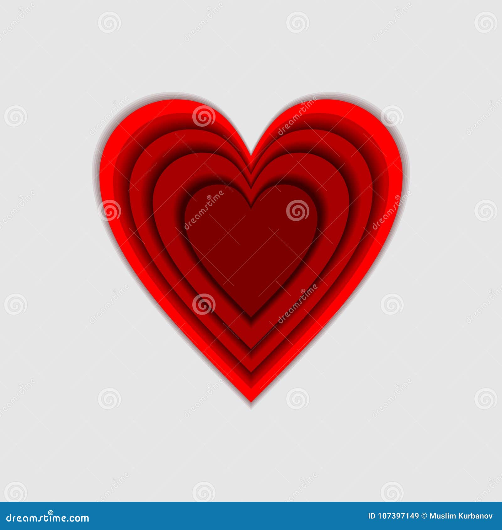 Love Heart Paper Cut Style Isolated Vector Stock Vector - Illustration ...
