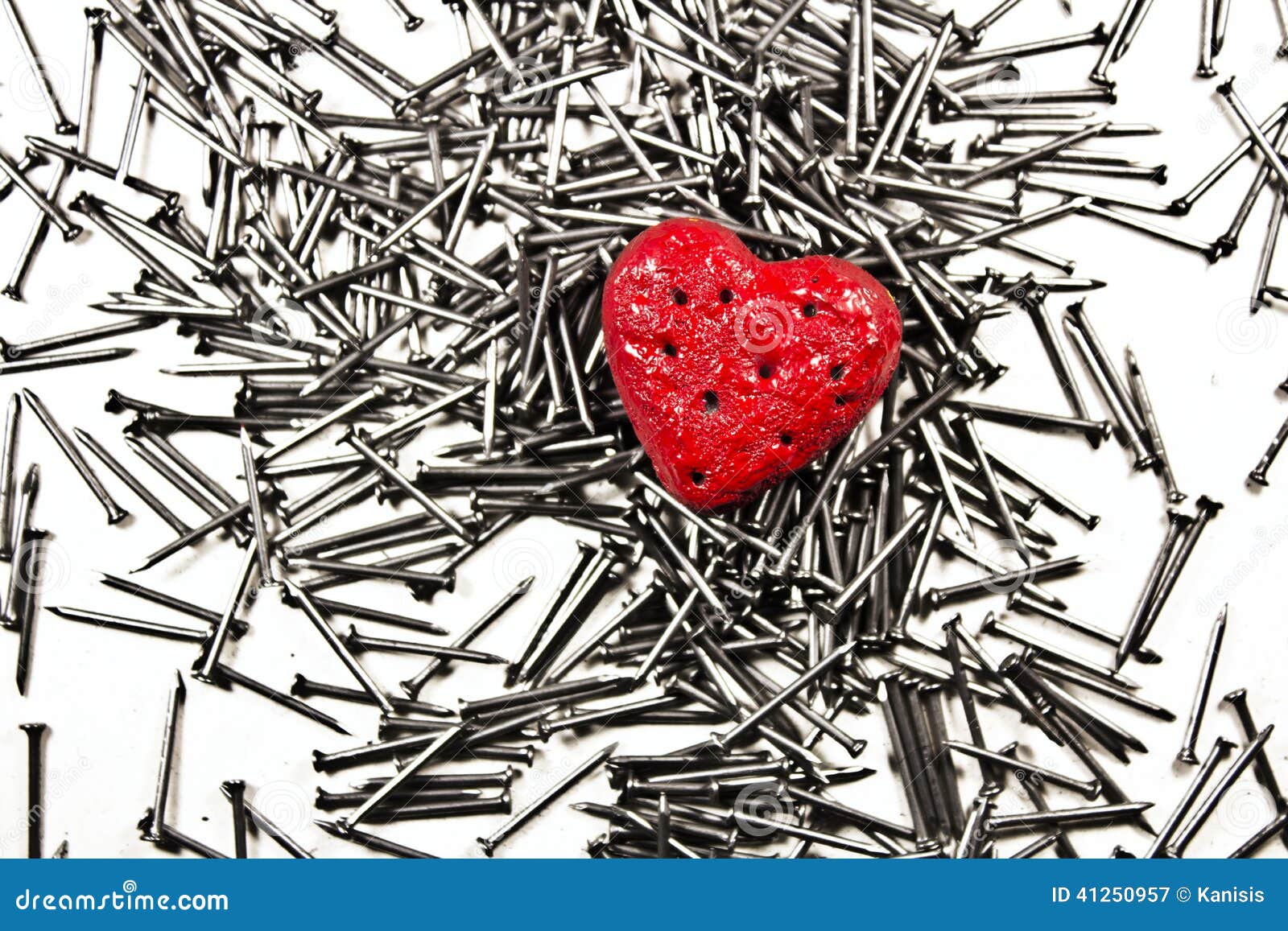 Love Heart on Pile of Iron Nails Stock Image - Image of design, iron ...