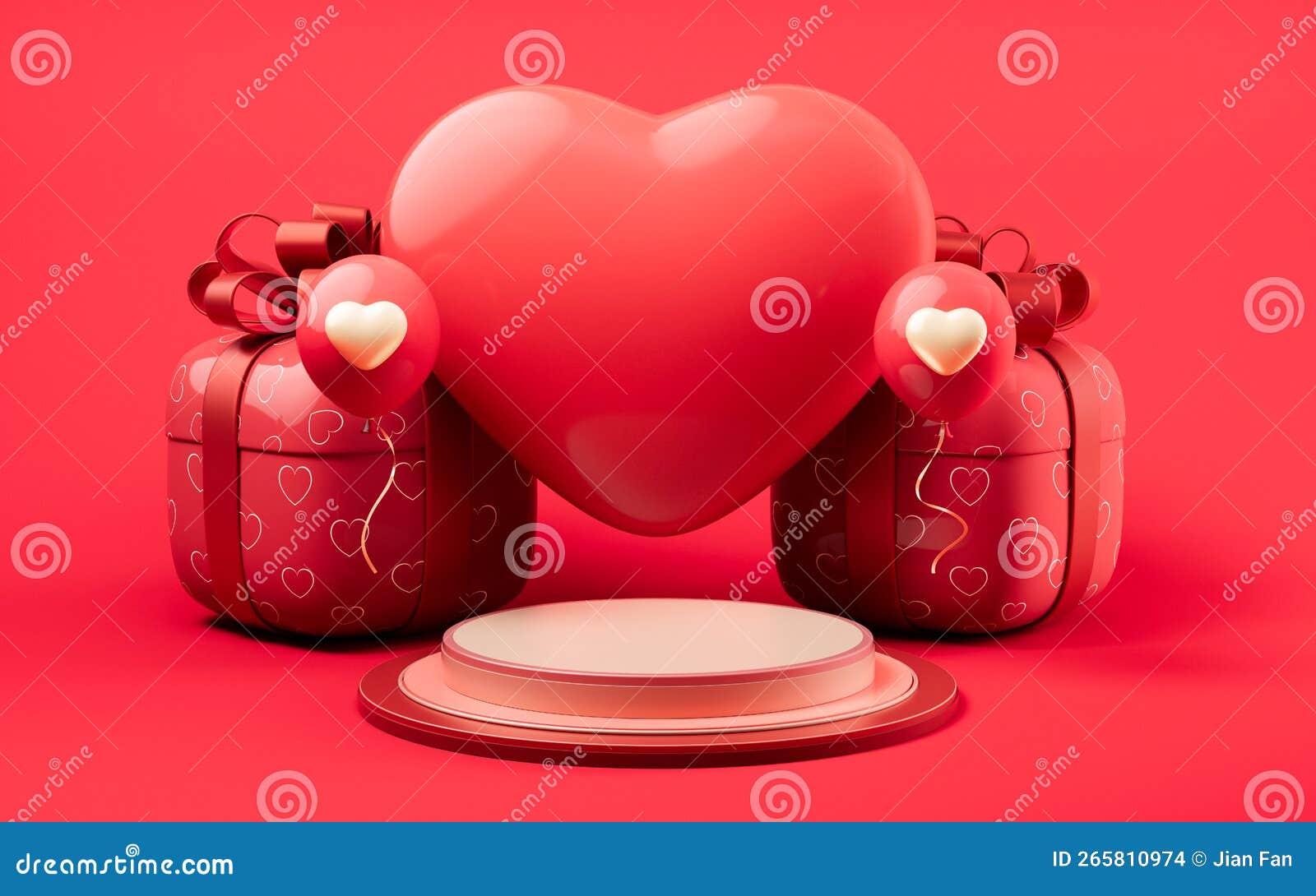 Love Heart and Presentation Stage, 3d Rendering Stock Illustration ...