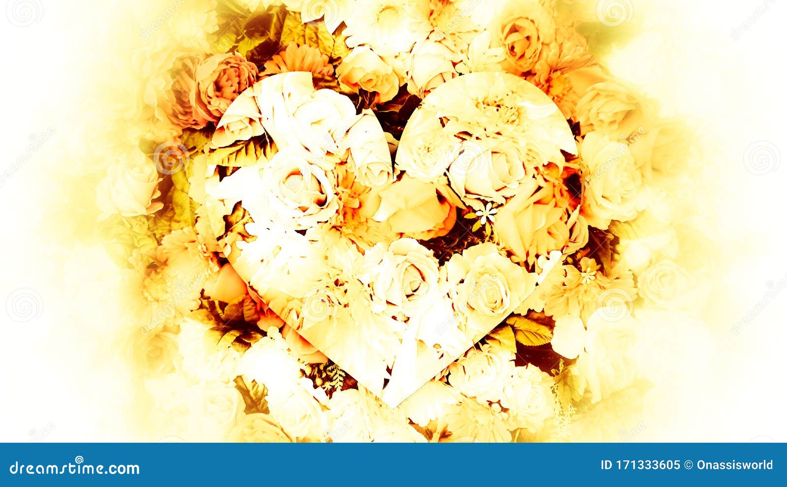 Love Heart & Roses for the Lady Stock Illustration - Illustration of ...