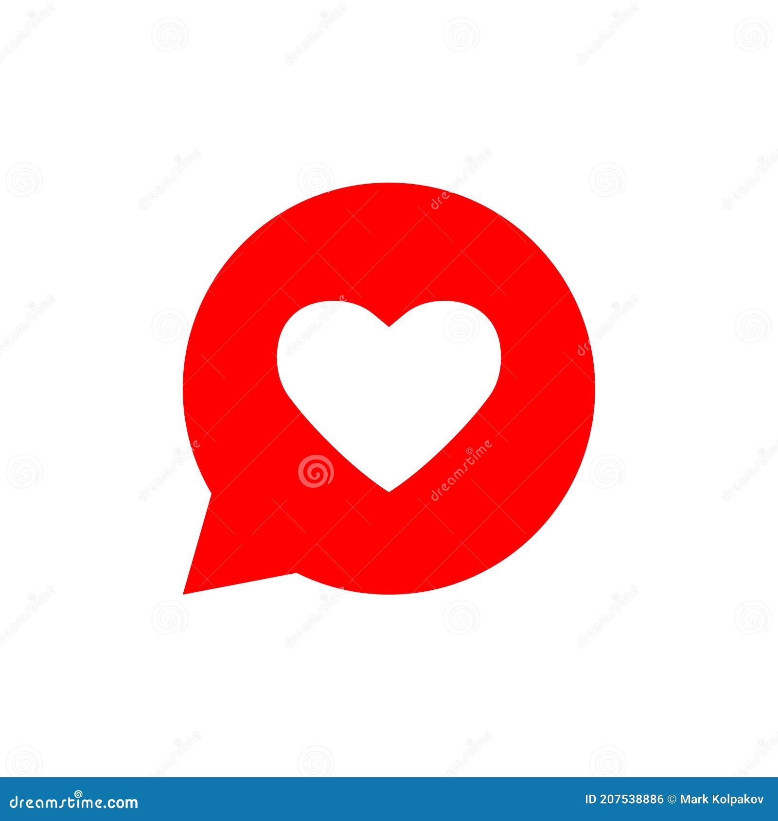 Love Heart in Speech Bubble, Red Icon. Like Notification Message ...