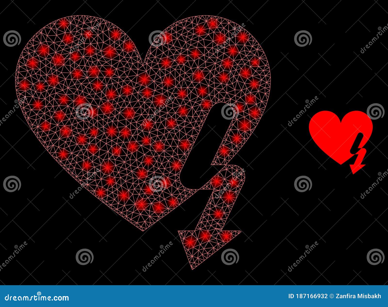 Love Heart Strike - Bright Web Network with Light Spots Stock Vector ...