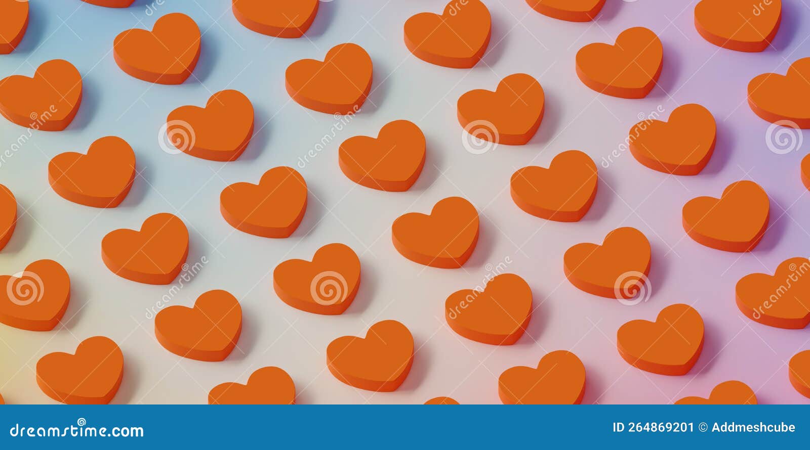 Love Heart Symbol Array Pattern, 3d Rendering Stock Illustration ...