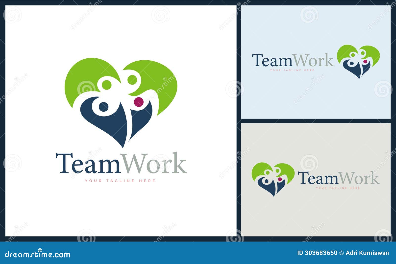 Love Heart Team Work Connection Logo Design Template Stock Vector ...