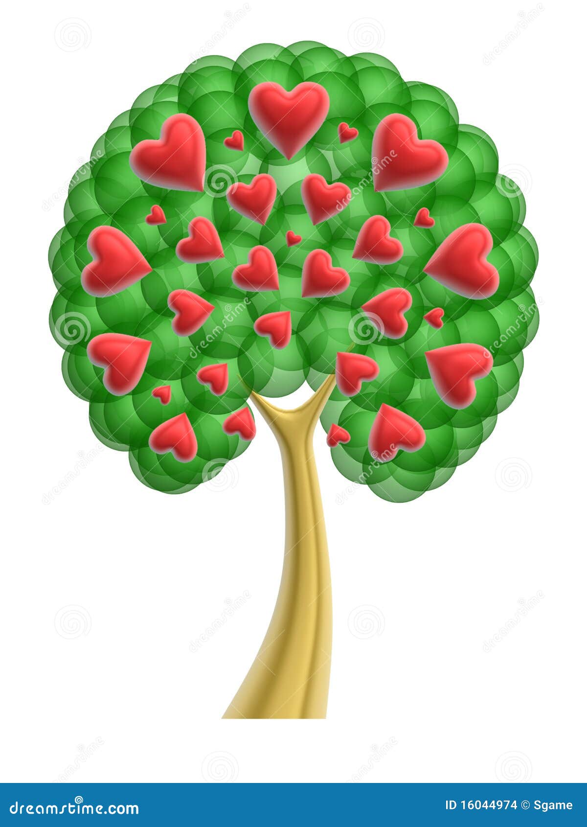 Love heart tree stock illustration. Illustration of golden - 16044974