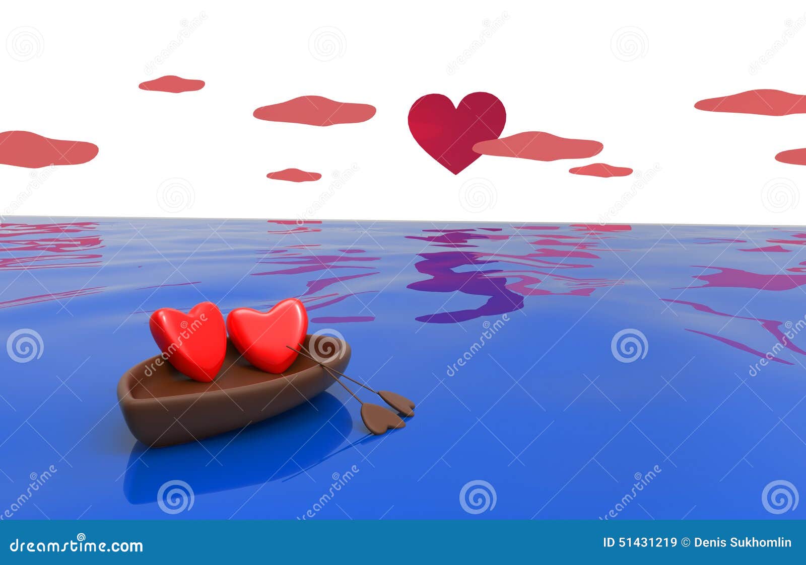 Love hearts in a boat stock illustration. Illustration of hearts - 51431219