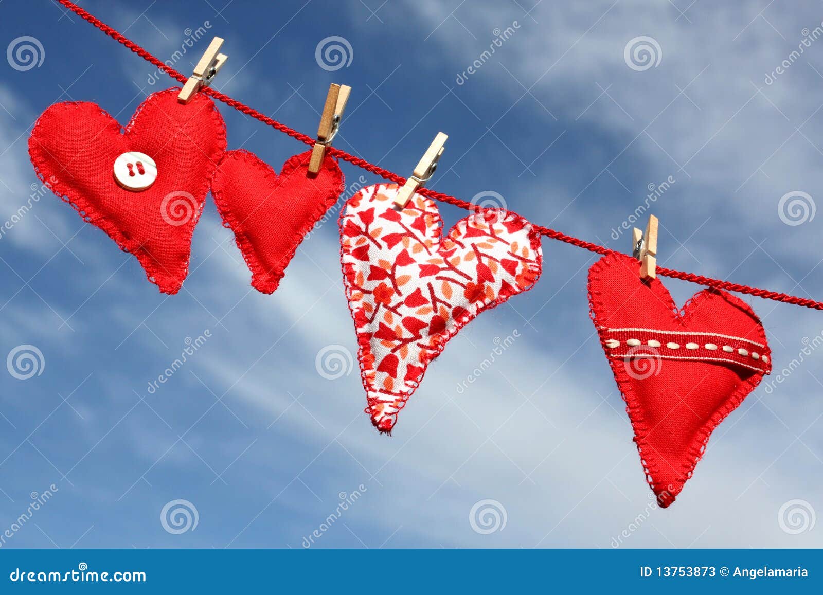 Love Hearts on Clothes Line Stock Image - Image of line, hung: 13753873