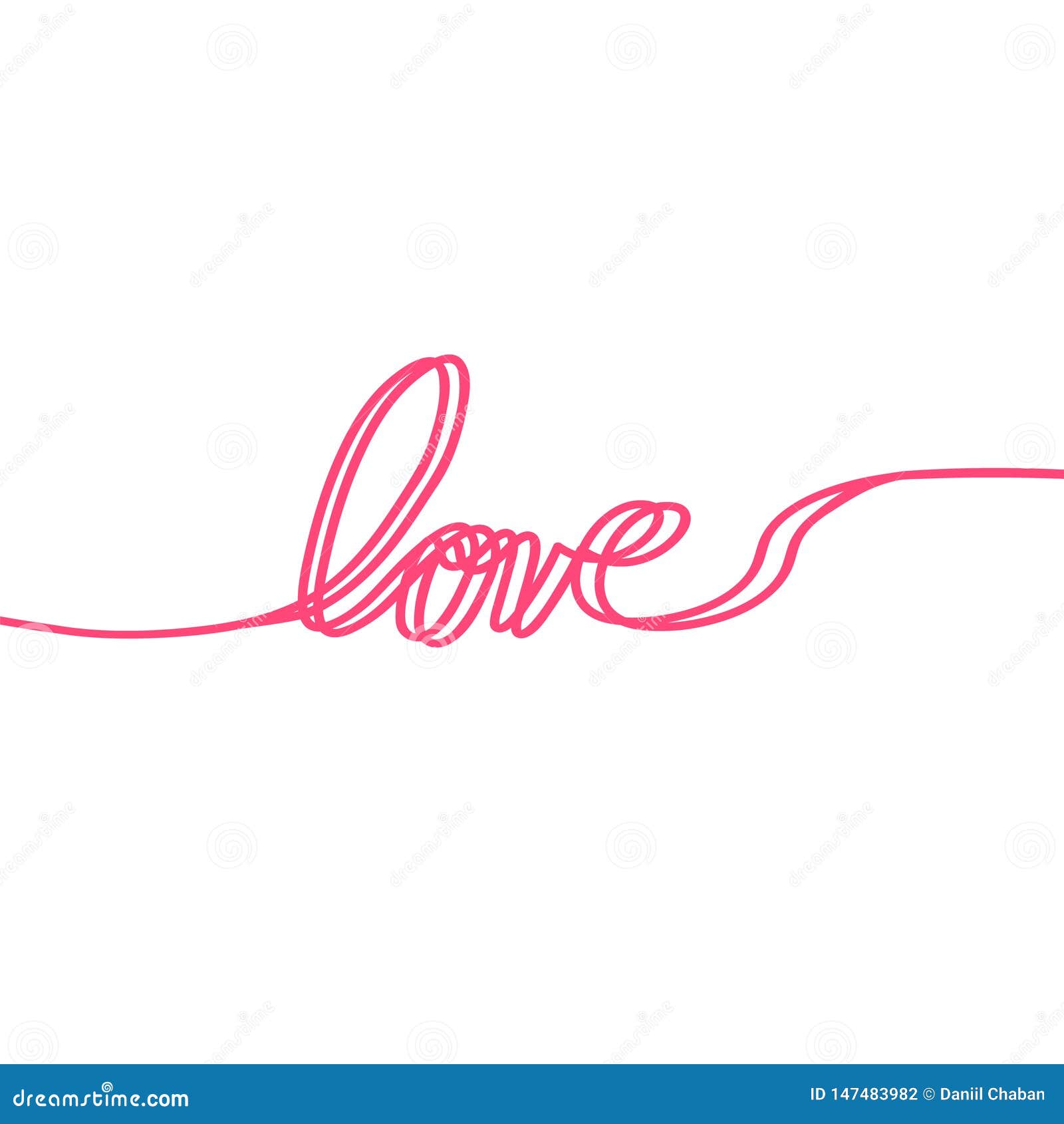 Love with Hearts in Continuous Drawing Two Lines in a Flat Style in ...