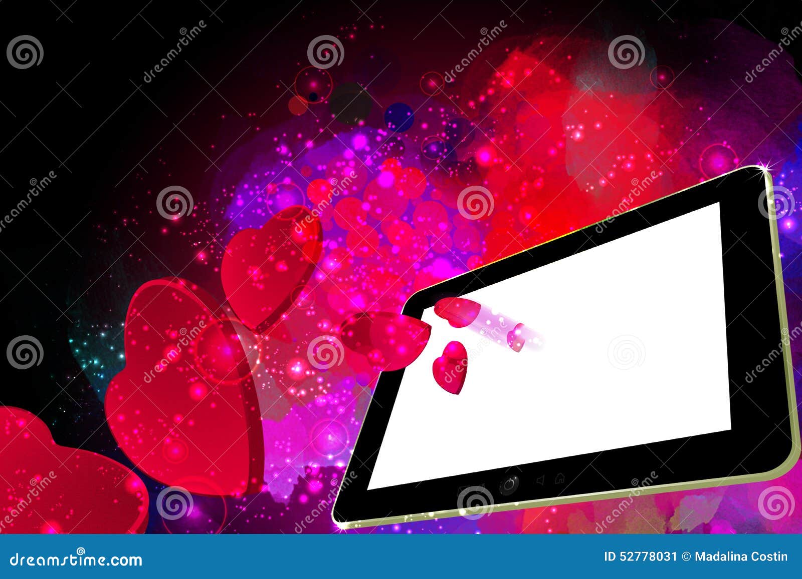 Love Hearts Going Out from a Tablet Pc Stock Illustration ...