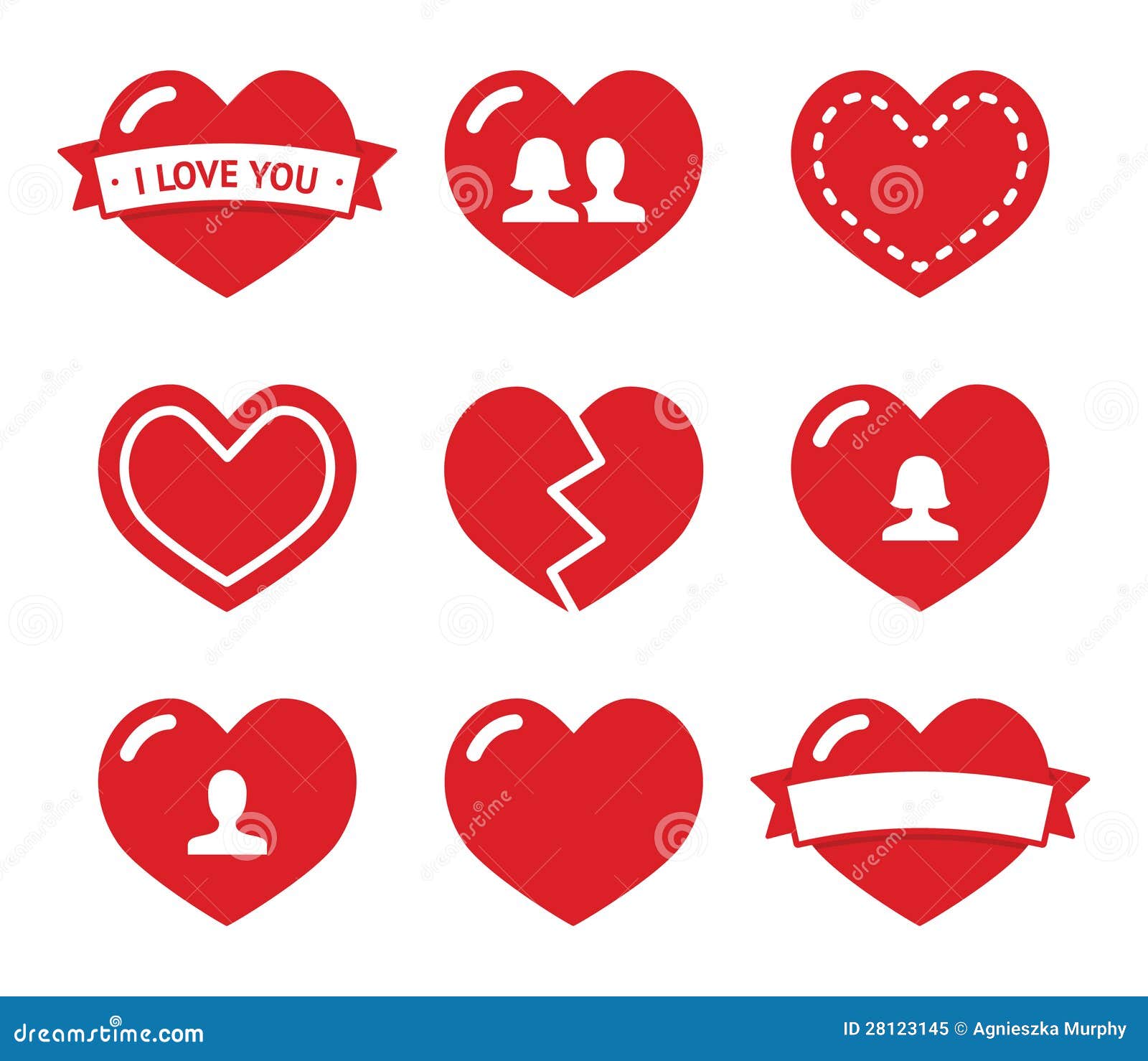 Love Hearts Icons Set for Valentines Day Stock Illustration ...