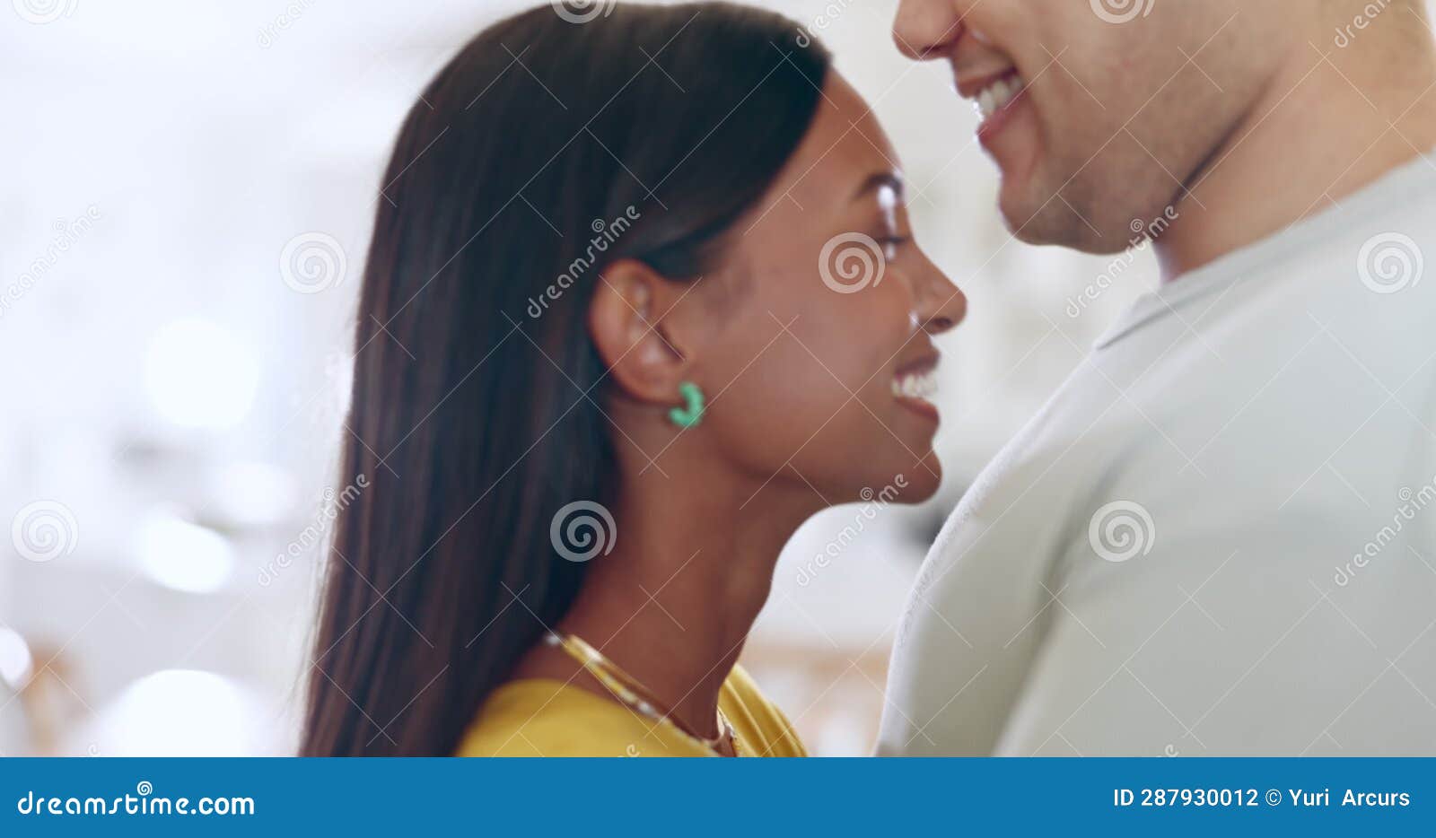 Love Hug And Kiss With Face Of Couple For Happy Romance And Support