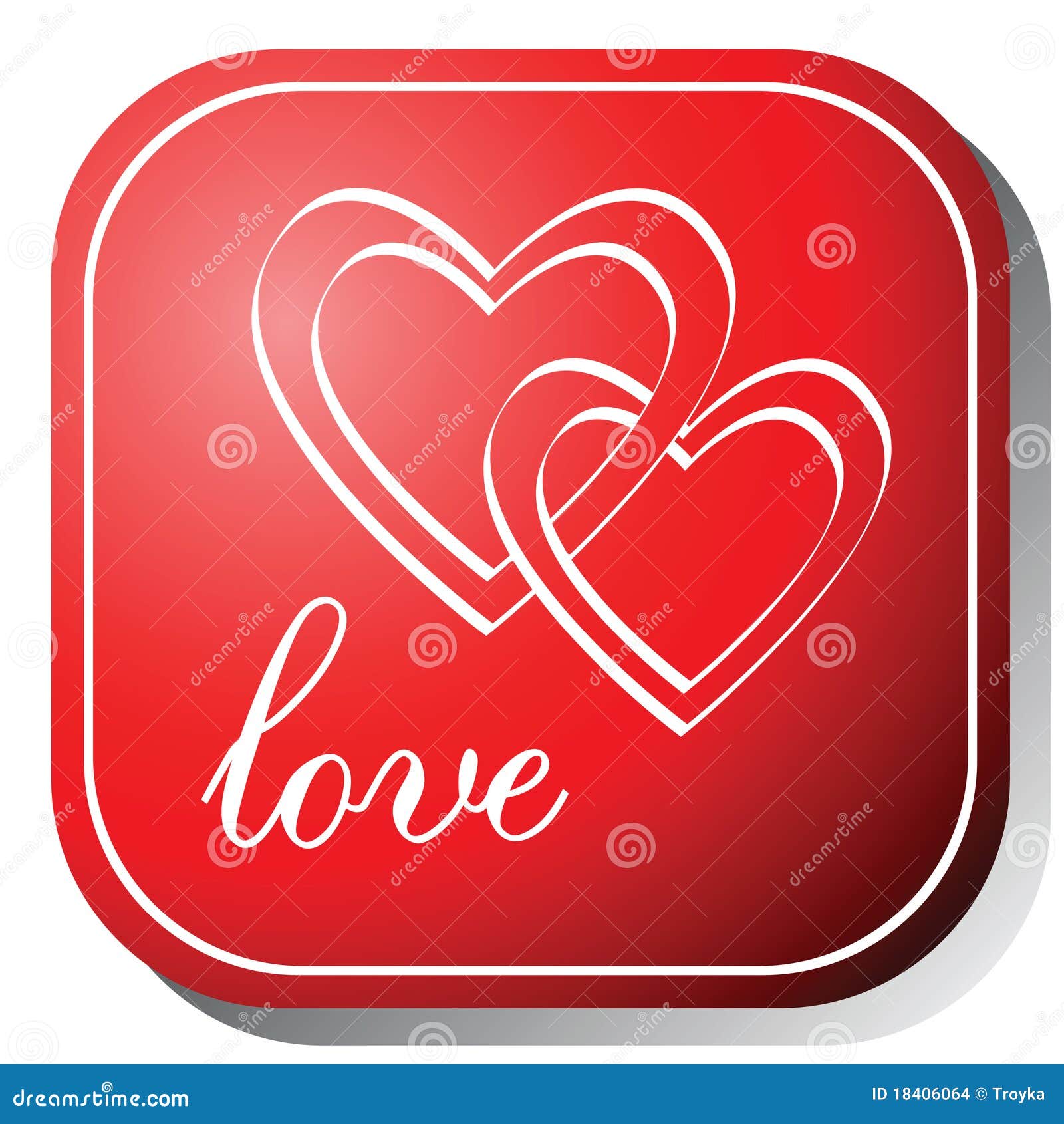 Love icon on a red button. stock vector. Illustration of sign - 18406064