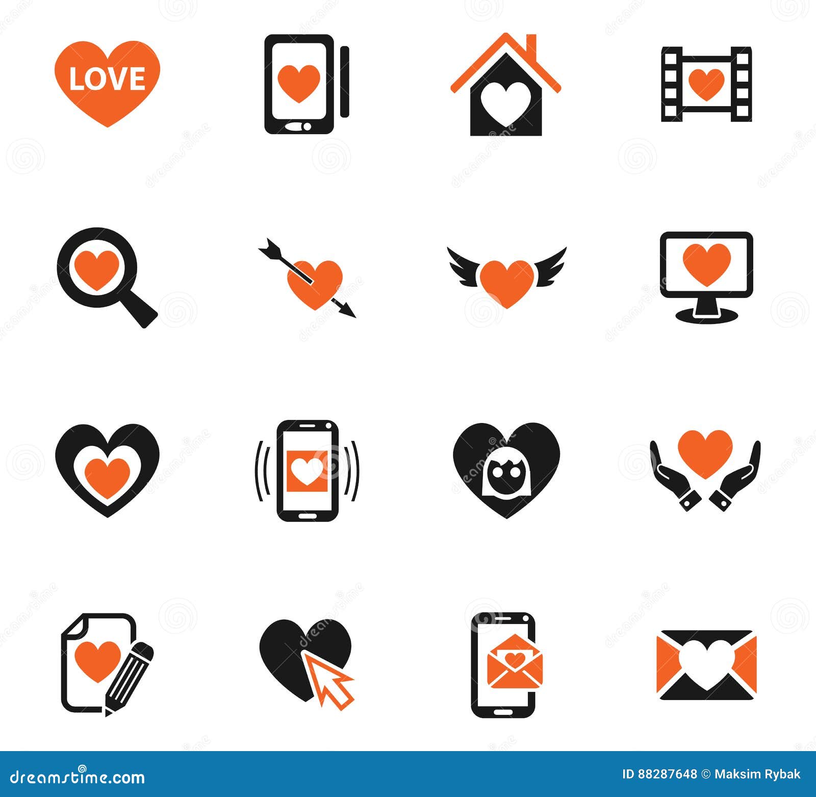 Love icon set stock illustration. Illustration of valentine - 88287648