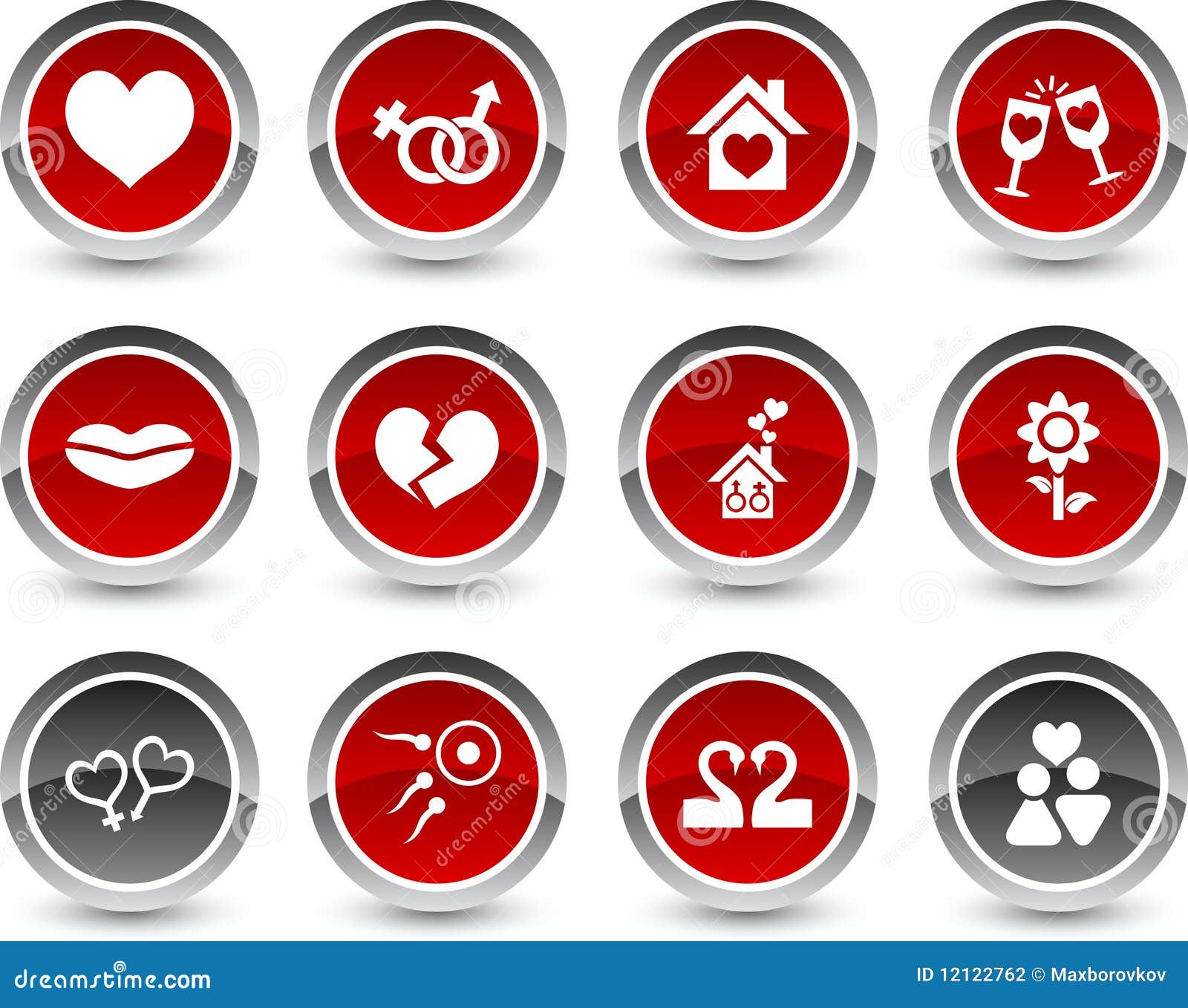 Love icons. stock vector. Illustration of heart, button - 12122762